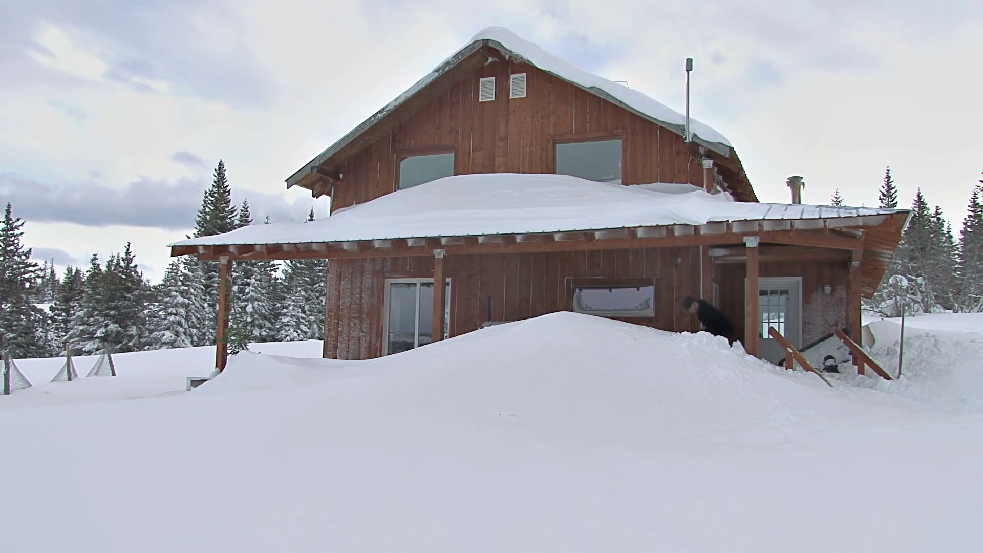 Man Shoveling Snow Drift Off Snow Covered Stock Footage SBV-300128895 ...