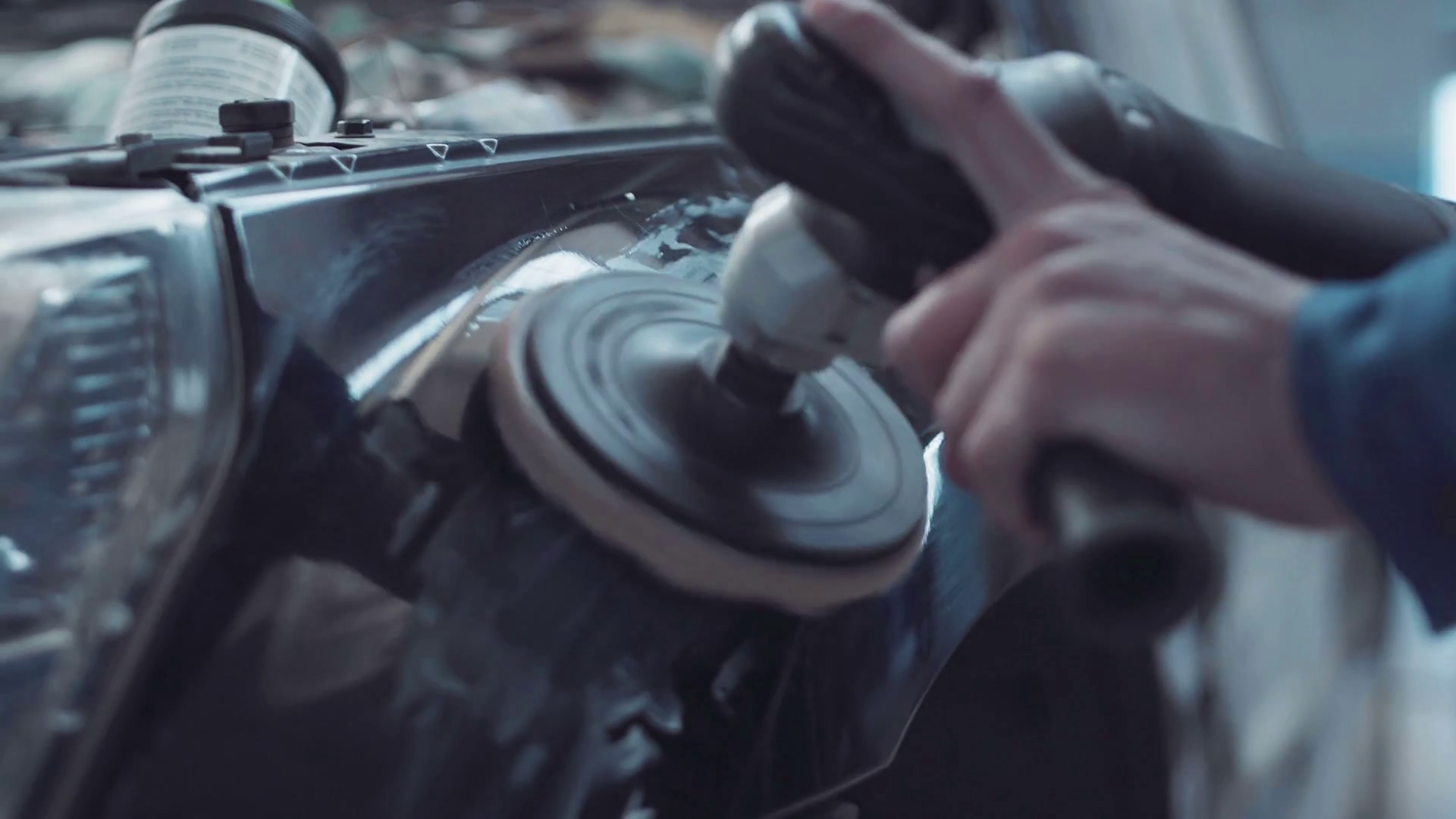 Mechanic Using Rotary Polisher On Paintwork Stock Footage SBV-311546112 ...
