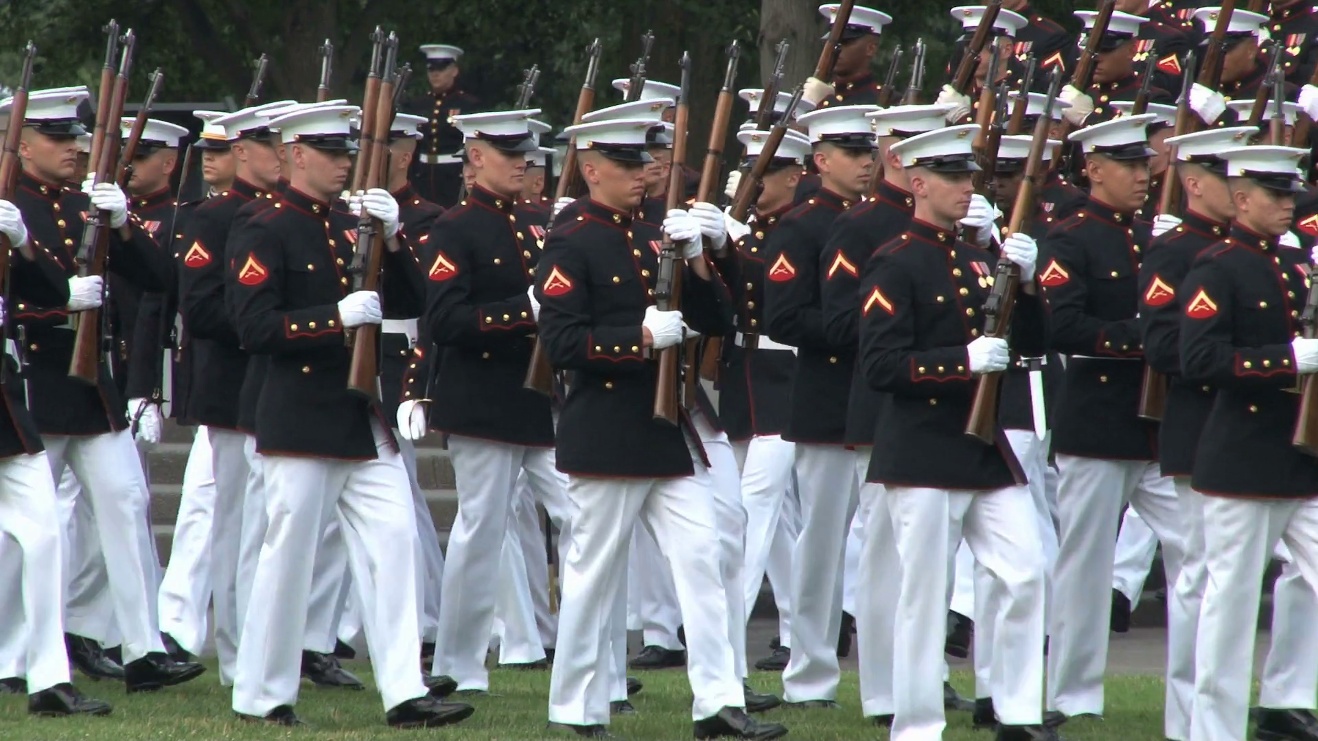 Military Unit Marching In Arlington National Stock Footage SBV ...