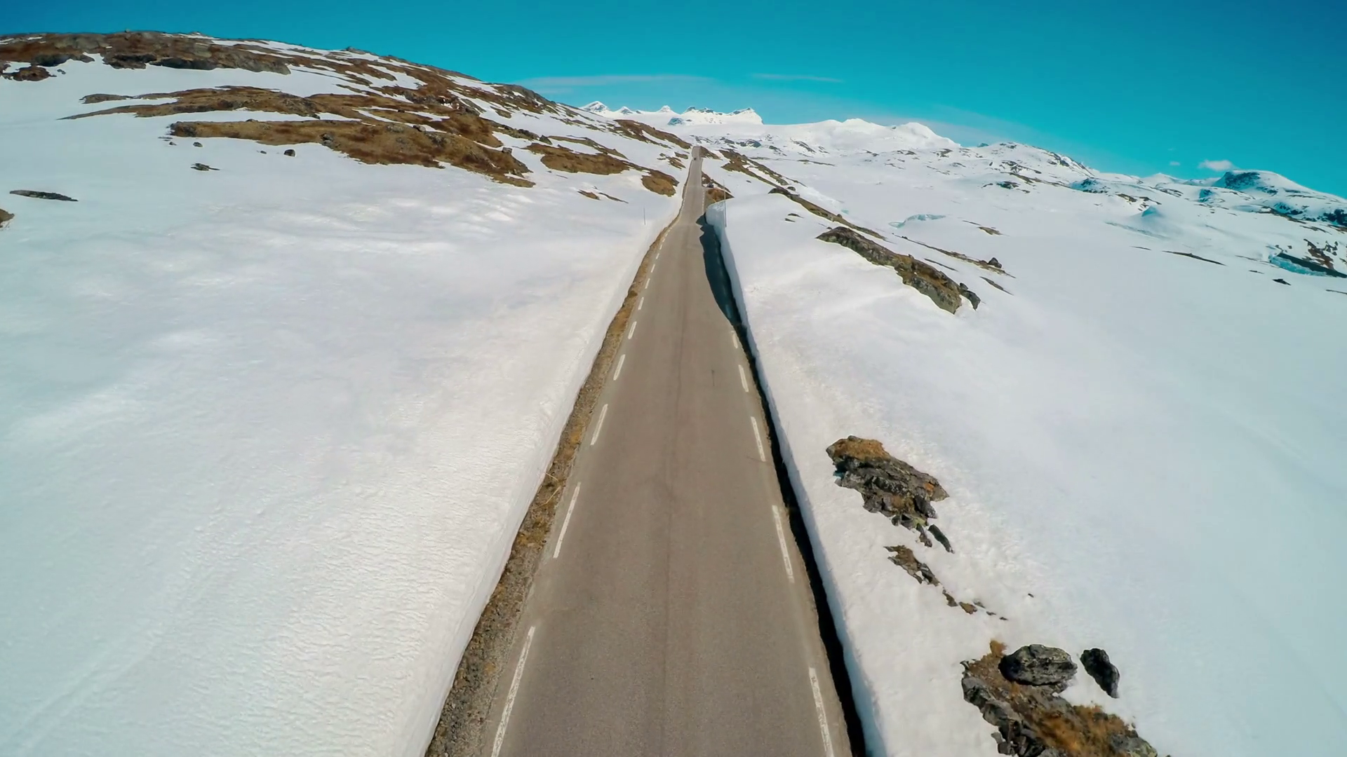 Mountain Road In Norway With High Snow Wall Stock Footage SBV-302439397 ...
