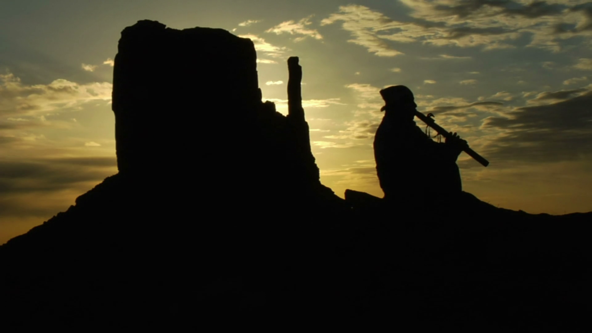 Native American Playing Flute With Monument Stock Footage SBV-300147992 ...