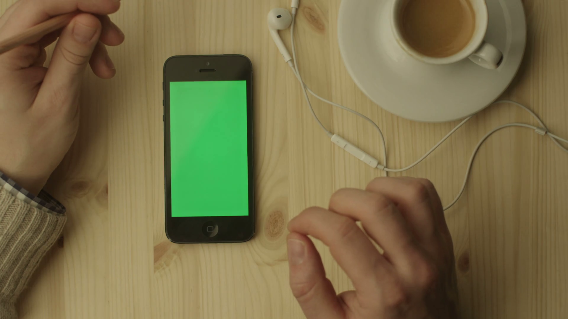 Phone With Green Screen Laying On Wooden Stock Footage SBV-301322537 ...