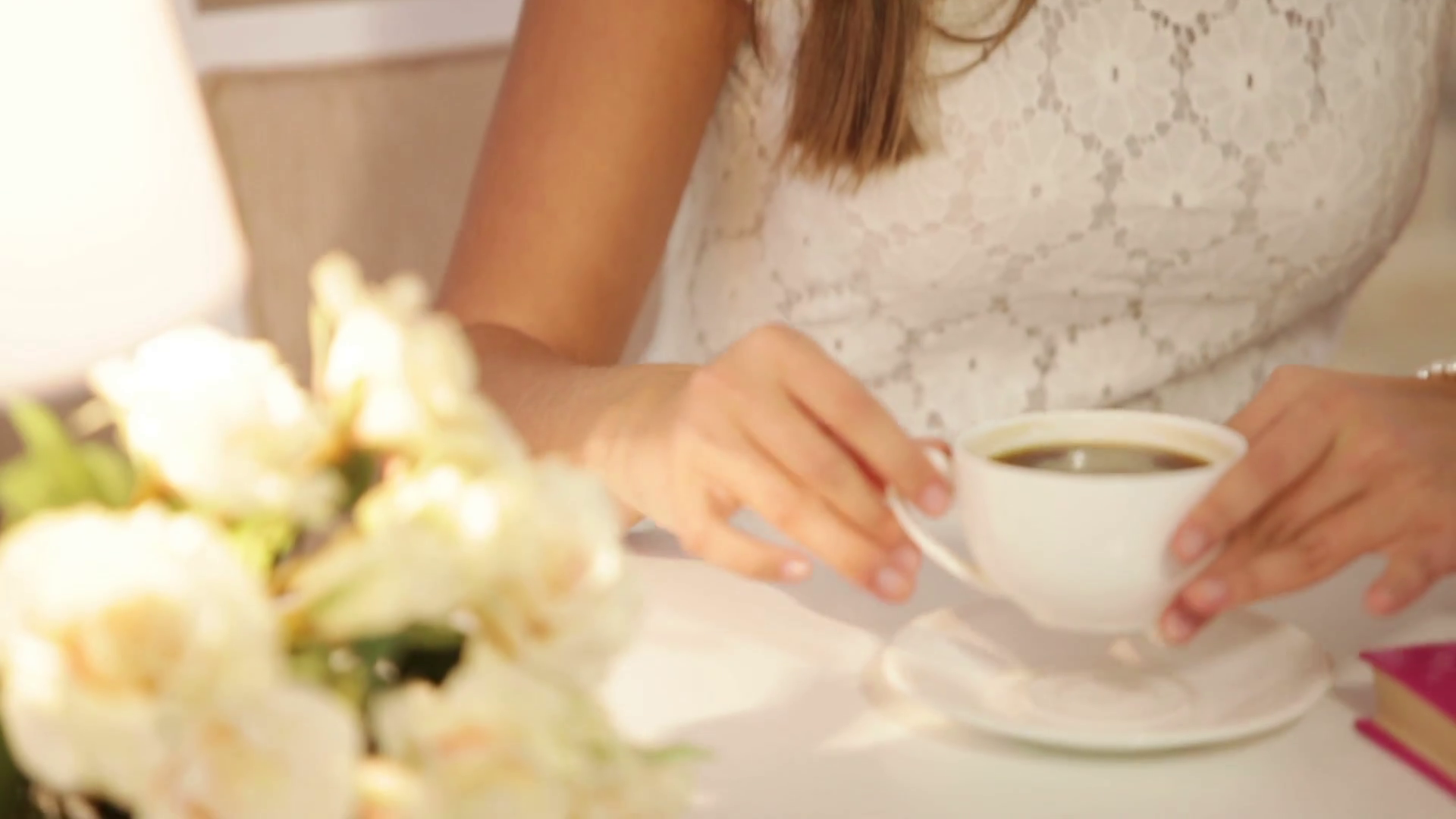 Young Woman Enjoying Tea At Cafe Smiling Stock Footage SBV-304026895 ...