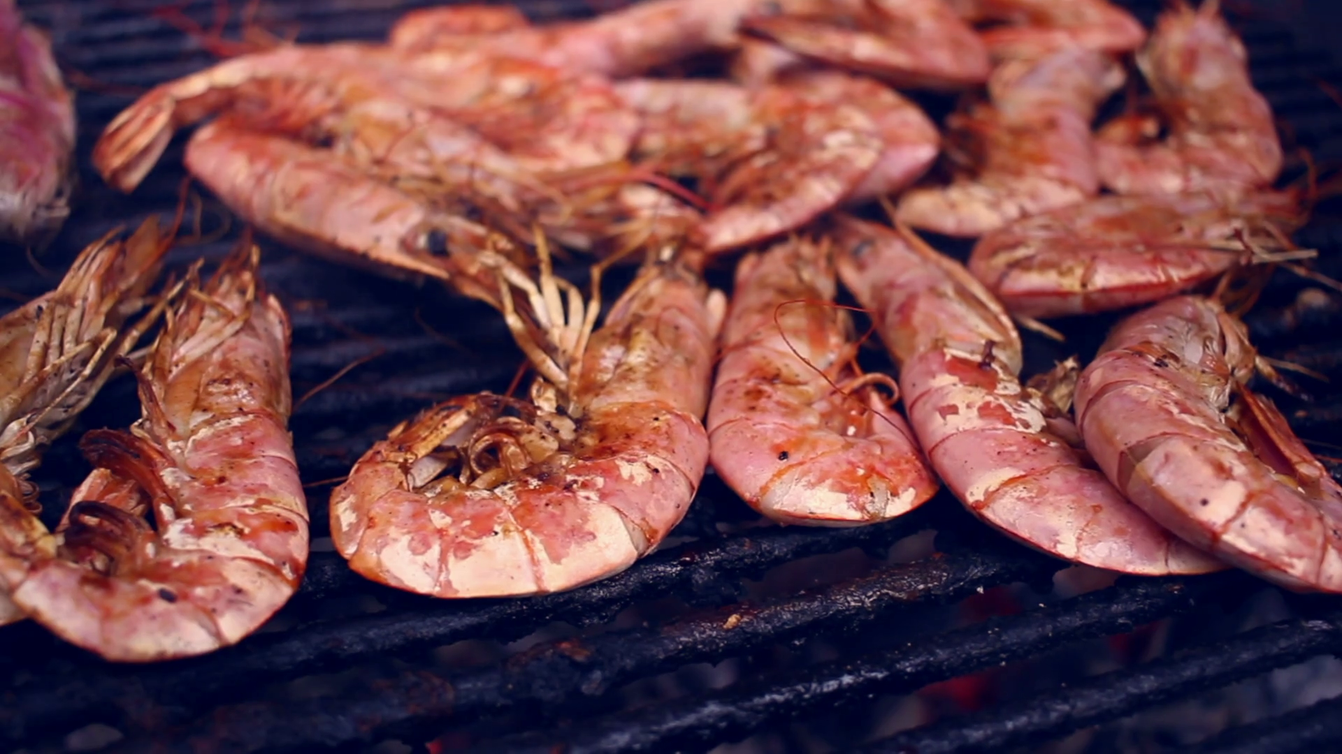 Seafood Grill Grilled Shrimps On Barbecue Stock Footage SBV-307595667 ...