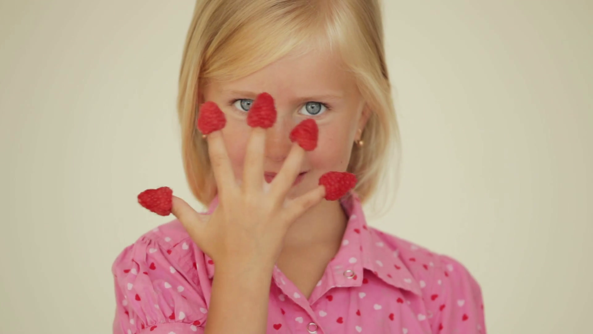 Joyful Child Enjoying Raspberries With Stock Footage SBV-303973996 ...
