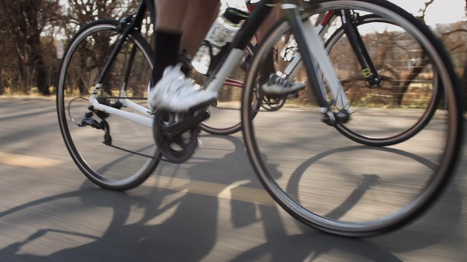 Steadicam Shot Of Two Healthy Men Peddling/ Stock Footage SBV-300607587 ...
