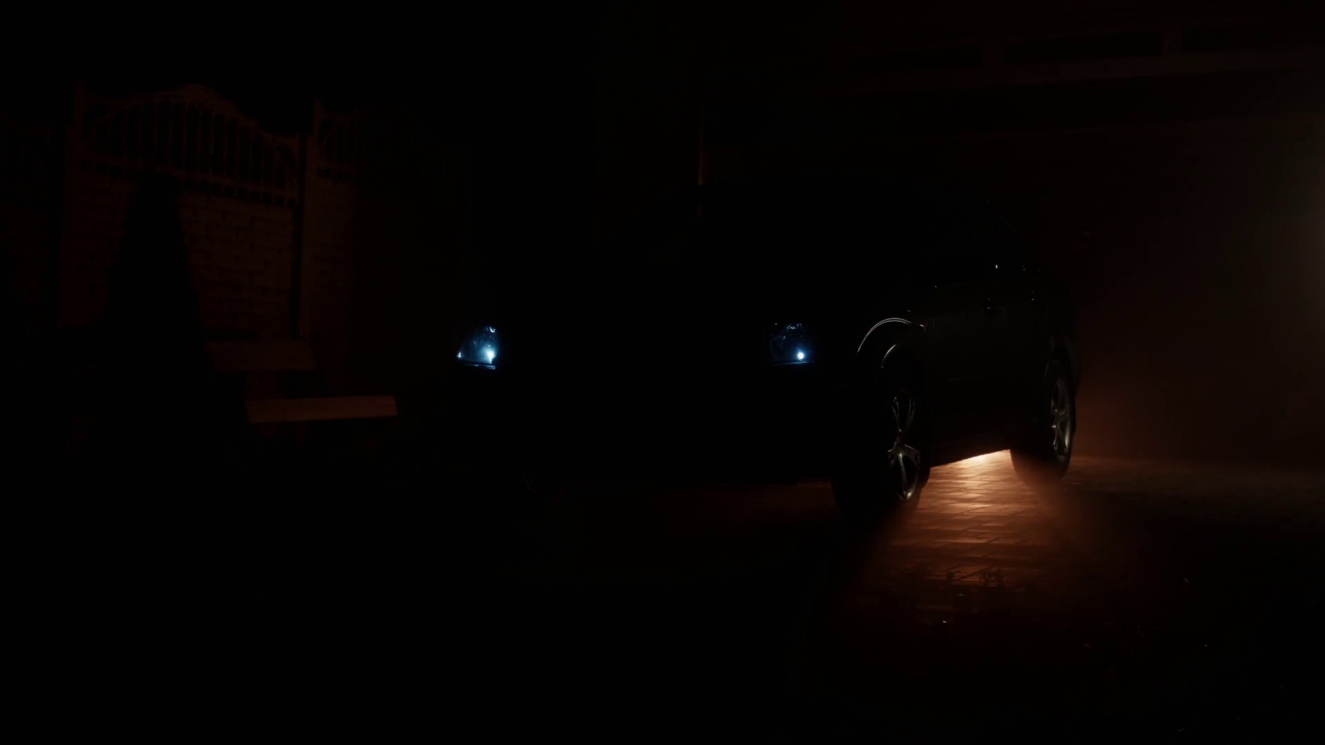 The Car Switch On Xenon Headlights At Night Stock Footage SBV-304458948 ...