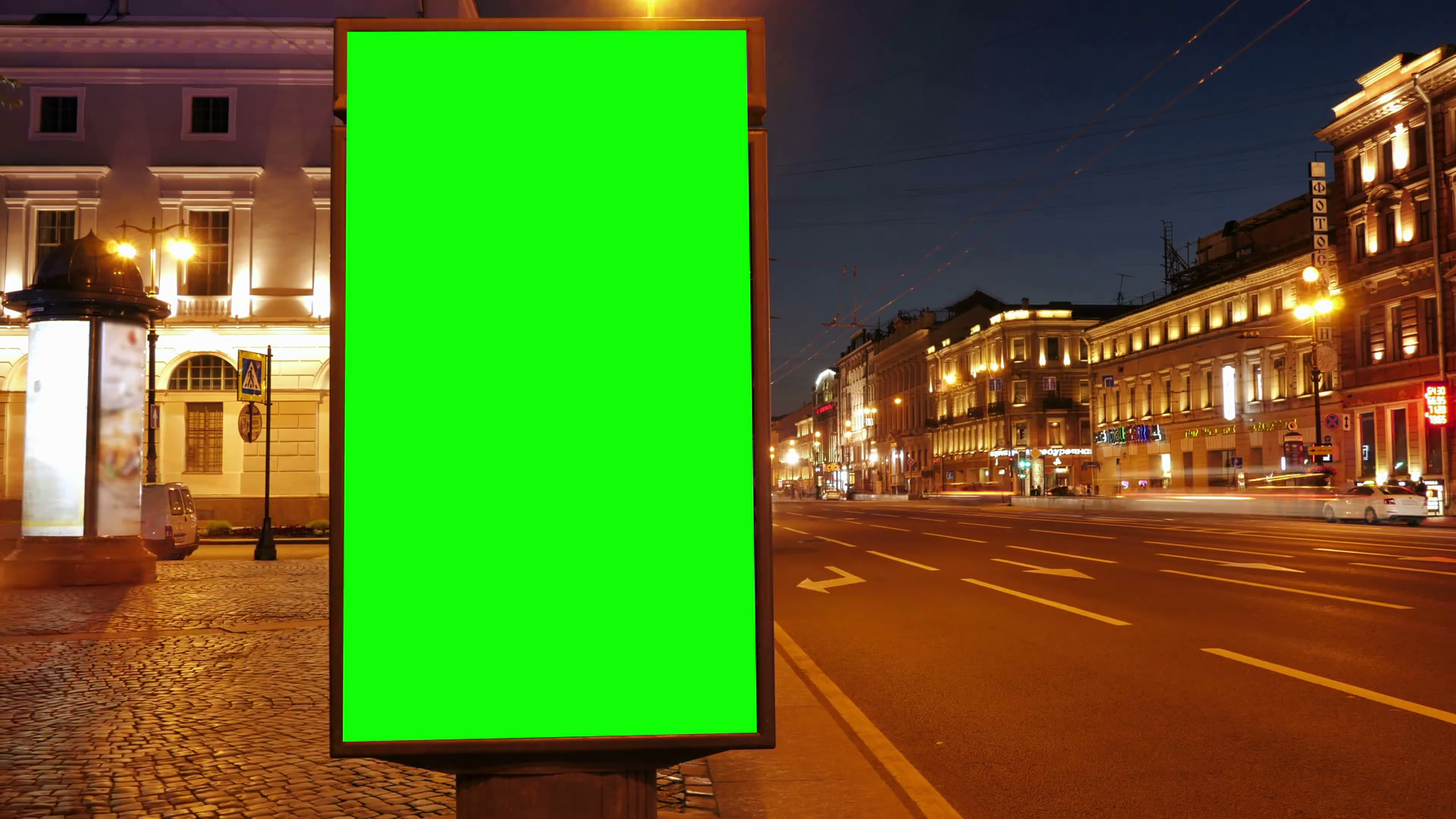 Timelaps Billboard With Green Screen On Busy Stock Footage SBV ...