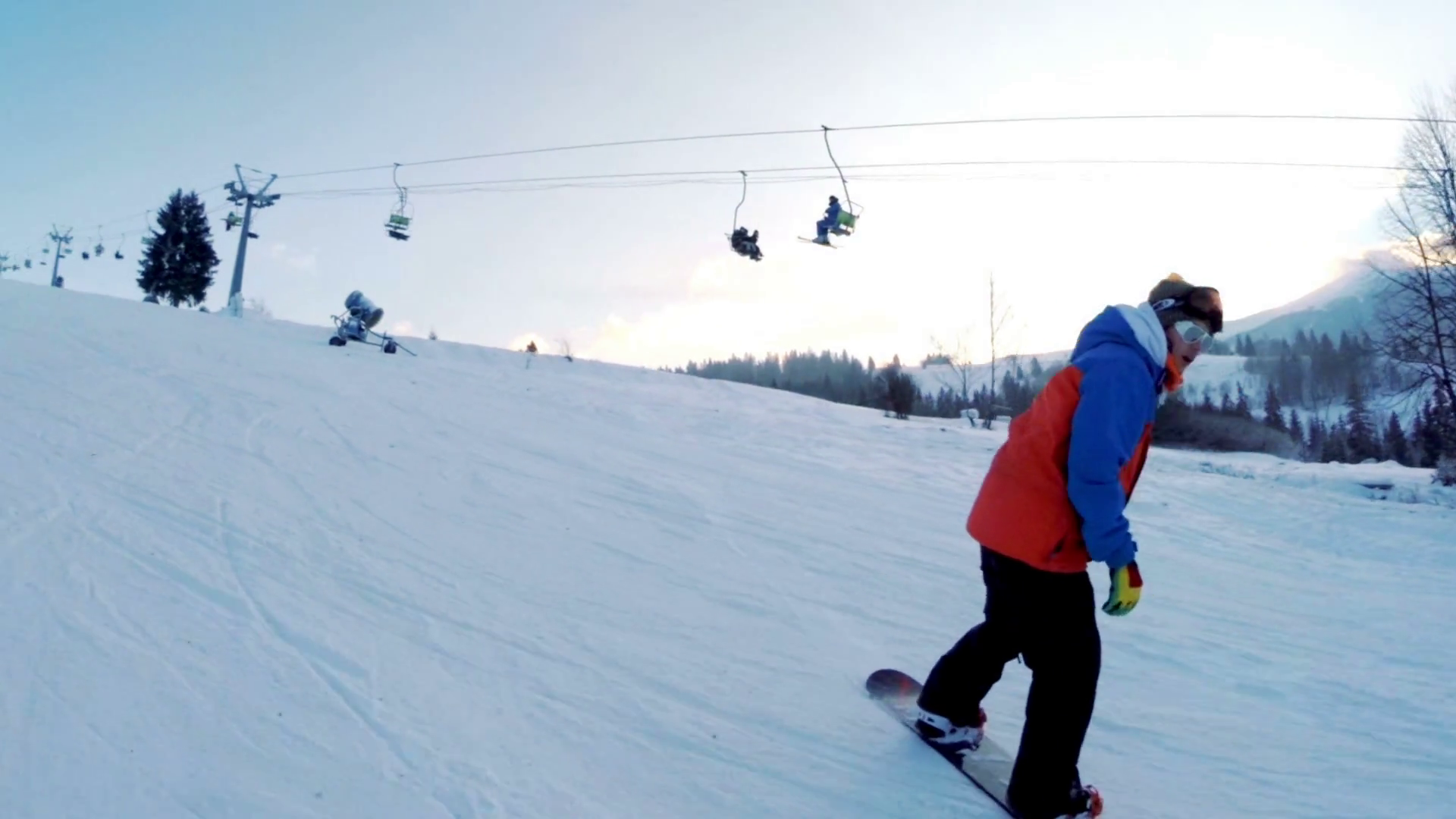 Two Snowboarders Climbs Makes Tricks Stock Footage SBV-305072486 ...