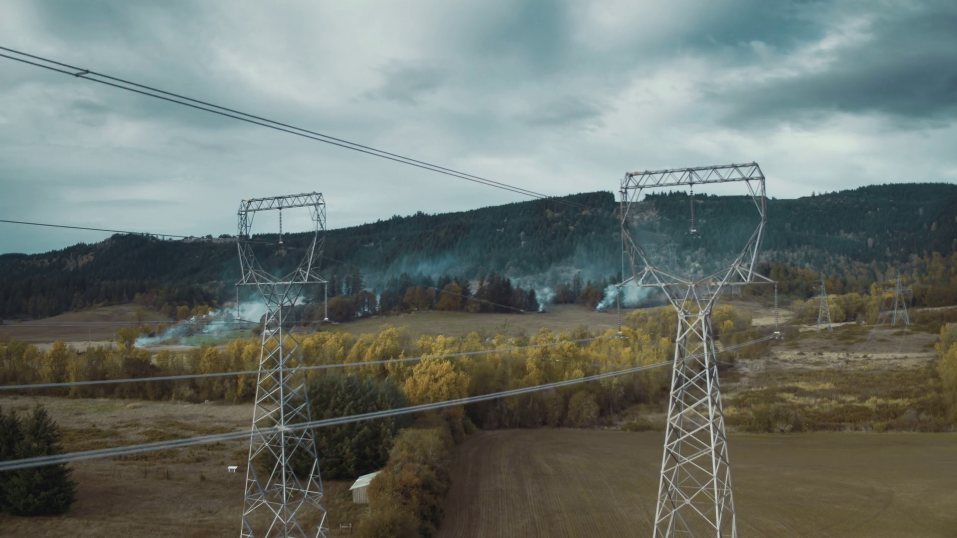 4k Aerial Flying Over Power Line Towers Stock Footage SBV-318308478 ...