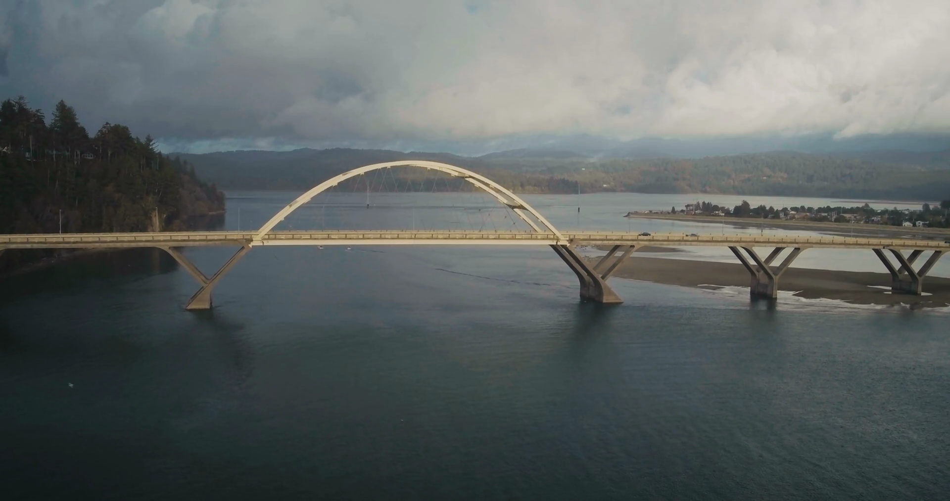 4K UHD Aerial Flying Towards Coastal Bridge in Waldport Oregon Stock ... 4K UHD Aerial Flying Towards Coastal Bridge in Waldport Oregon Stock ...