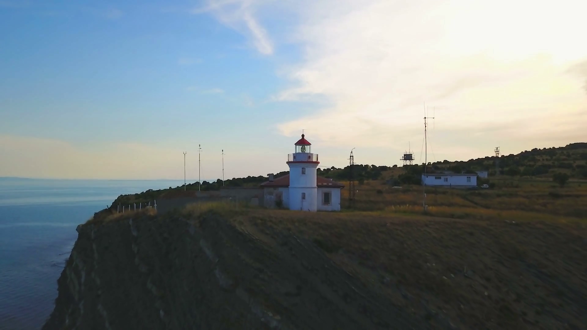 Aerial view of the lighthouse on sea rocks Stock Video Footage 00:11 ...