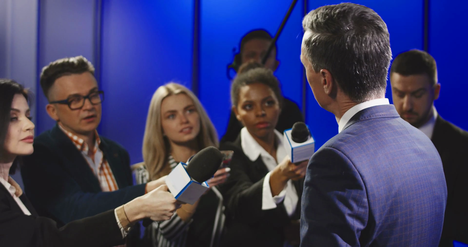 Big Group Of Multiracial Journalists With Stock Footage SBV-321248082 ...