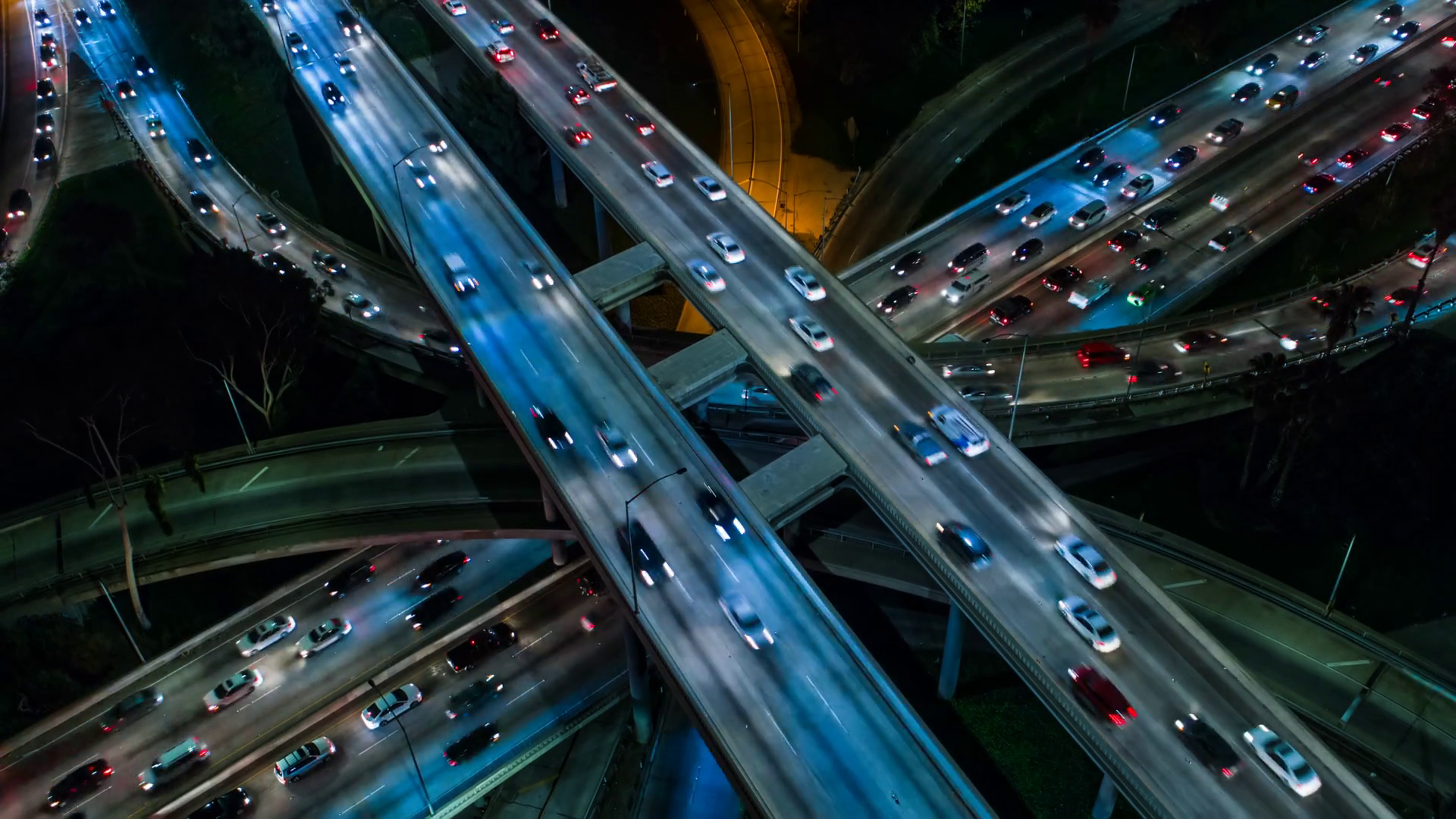 Cinematic urban aerial time lapse of city infrastructure including ...
