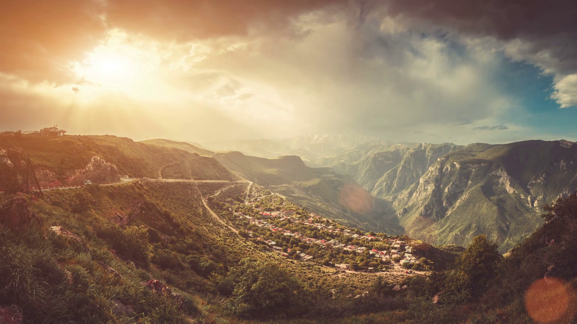 Dramatic Aerial Mountain Village View Stock Footage SBV-314121669 ...