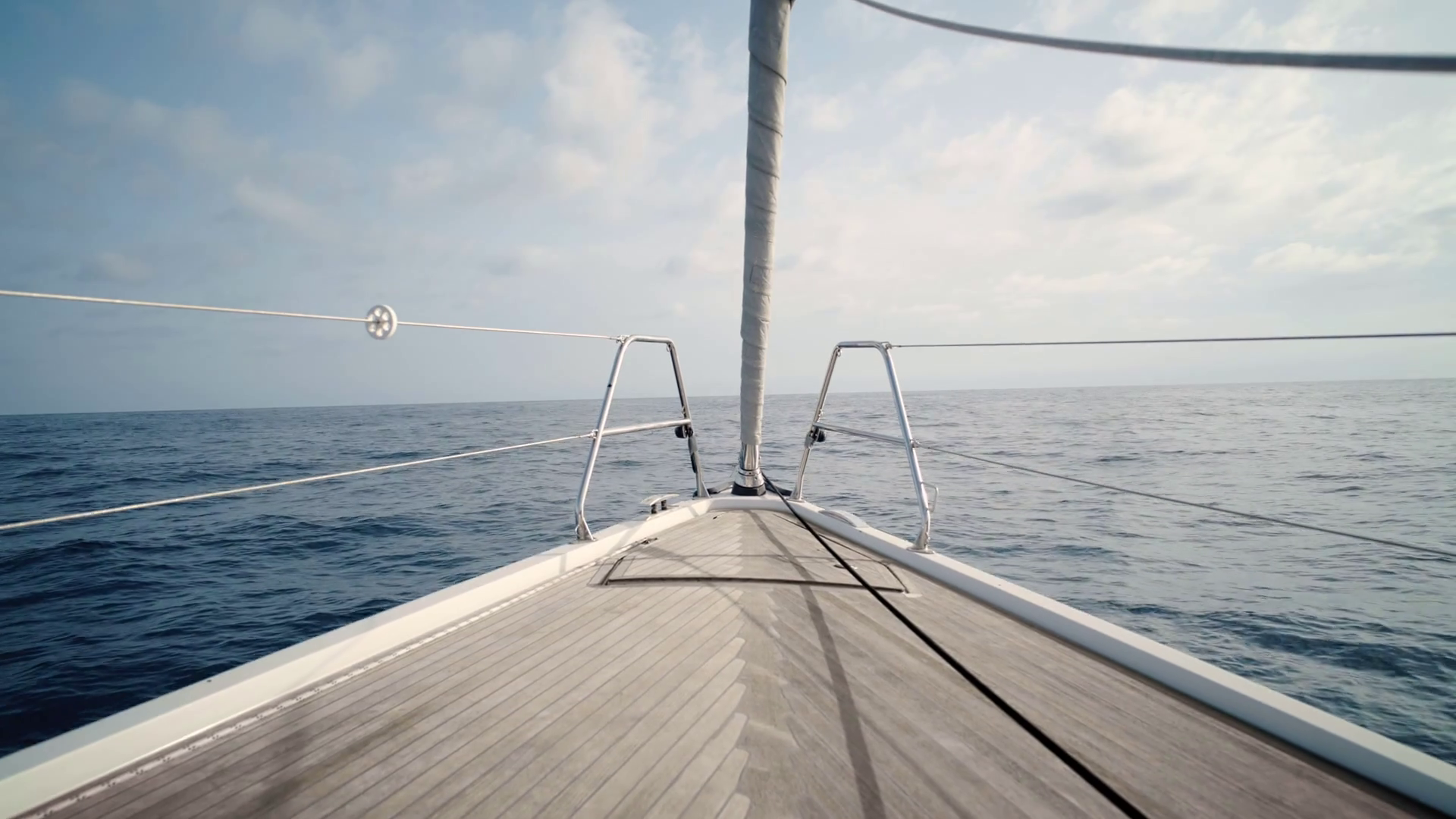 Front View On Luxury Sailing Yacht Boat Nose Stock Footage SBV ...