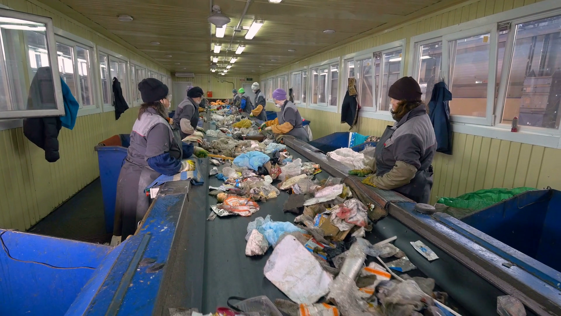 People Processeng Sorting Trash Manually Stock Footage SBV-315246578 ...