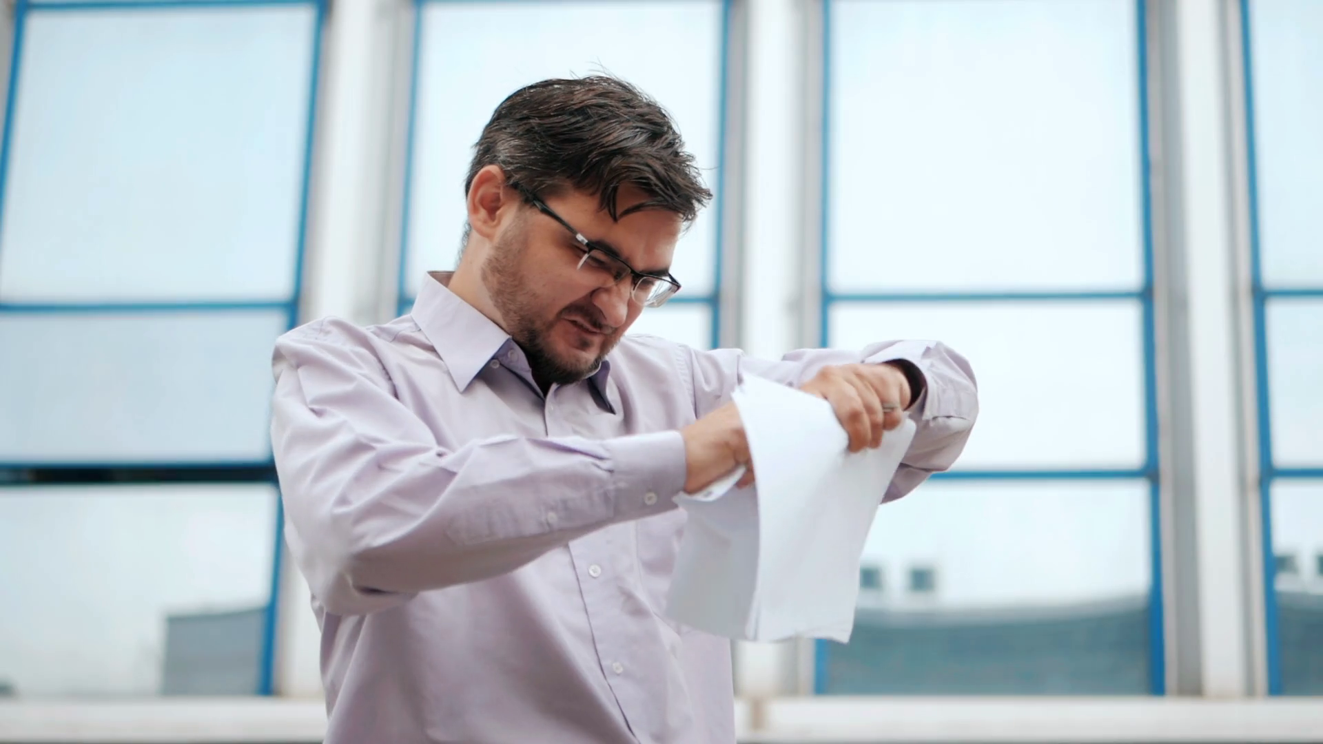 Slow Motion Of Serious Businessman Tearing Stock Footage SBV-318014165 ...