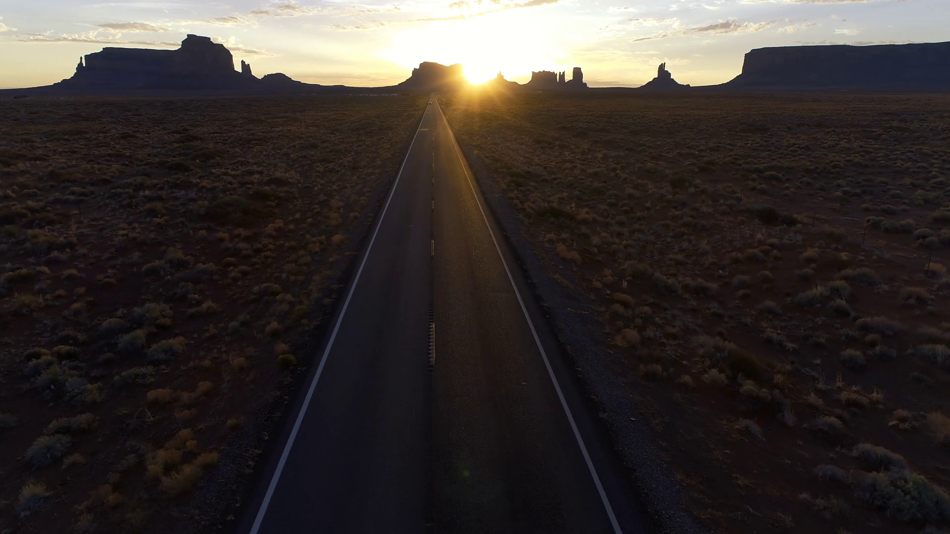 Sunrise Drone Shot Flying Over Road In Desert Stock Footage SBV ...