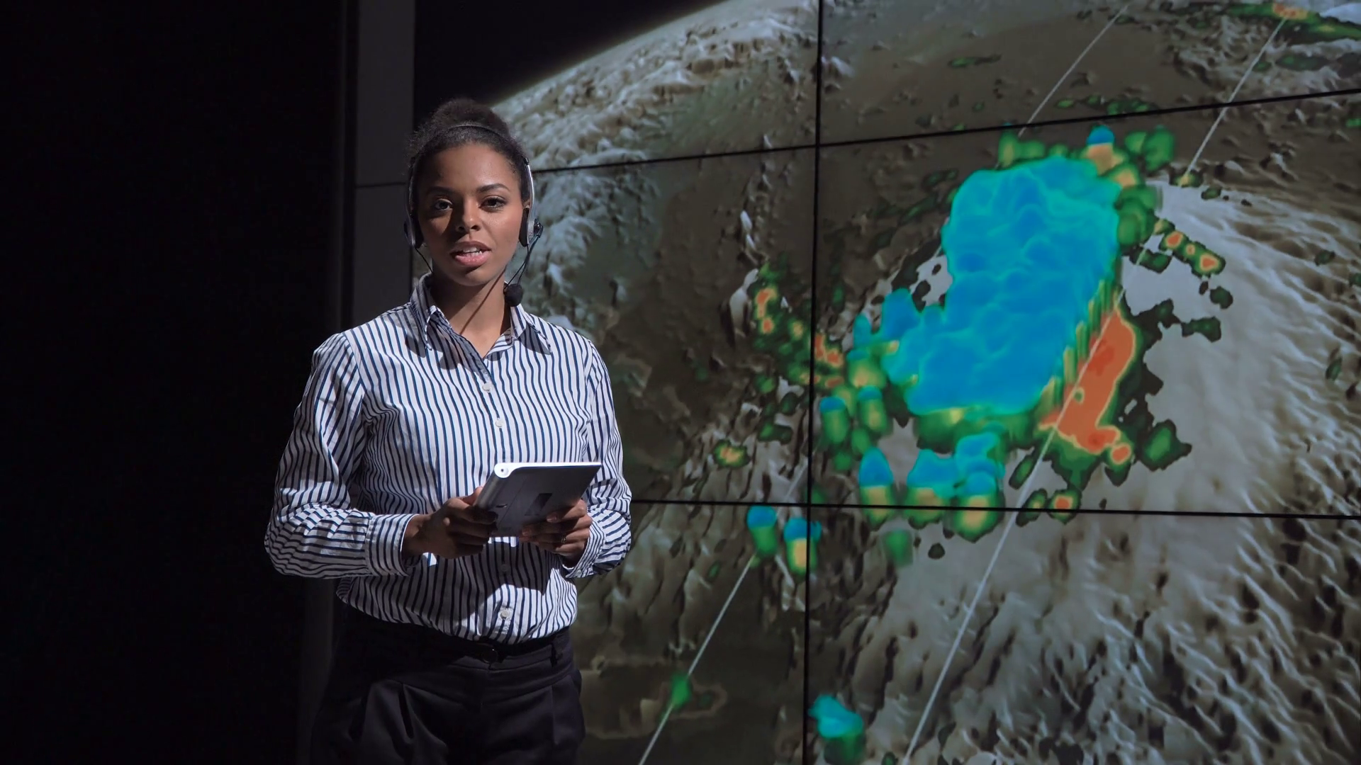 Young Researcher Explaining Hurricane Stock Footage SBV-318787772 ...