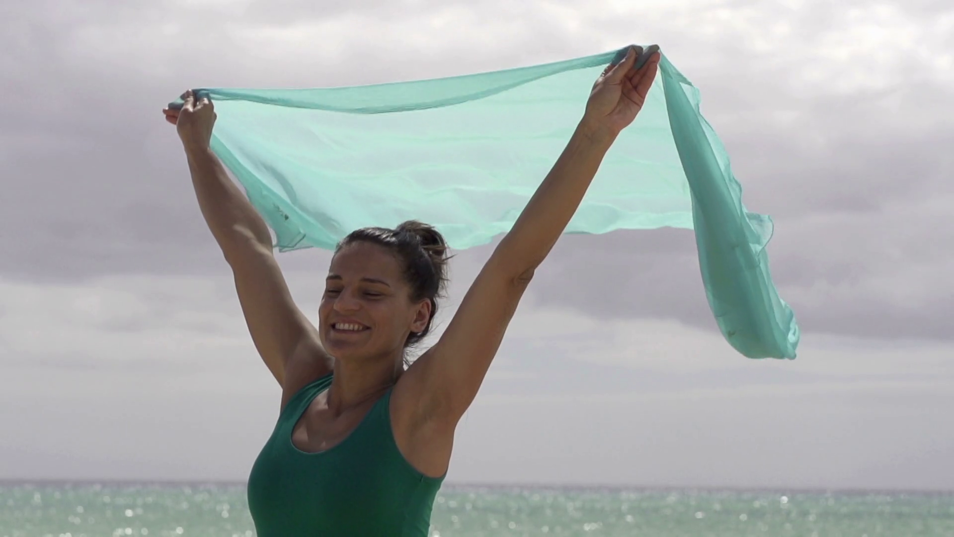 Woman With Pareo Standing On Beach Slow Stock Footage SBV-301158323 ...