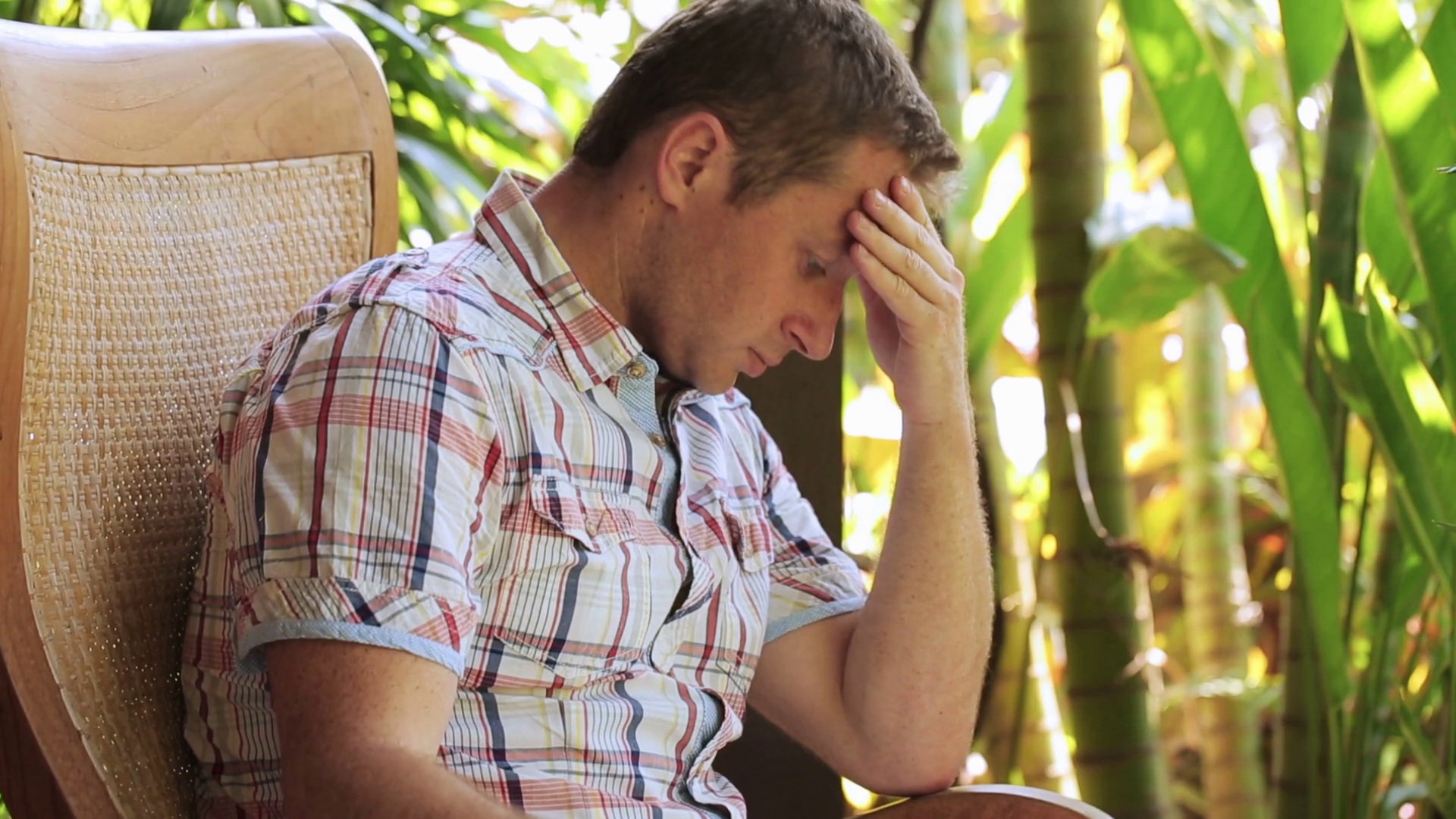 Worried Man Sitting In Garden Stock Footage SBV-301502948 - Storyblocks