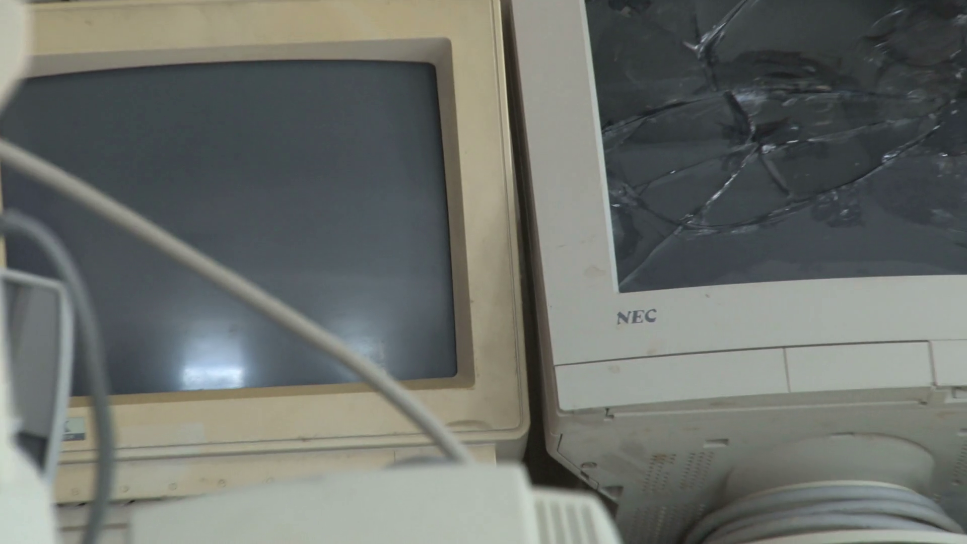 Zoom Out Stack Of Old Computer Monitors With Stock Footage SBV ...