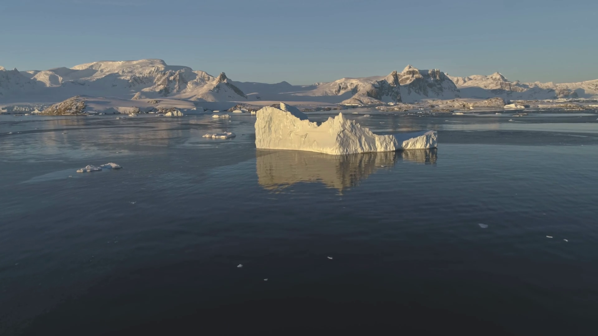 Iceberg Melt In Clear Ocean Drone Aerial Stock Footage SBV-348391557 ...