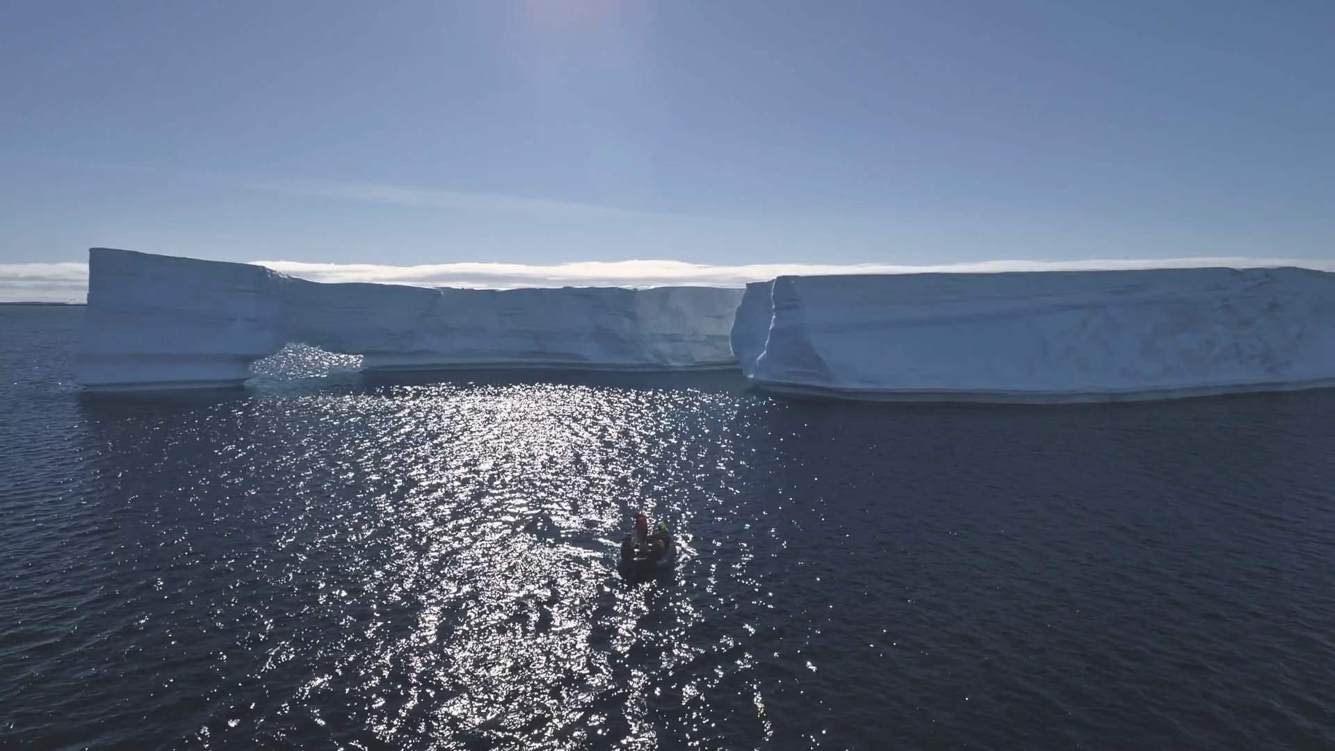 Tourist Boat Among Antarctica Ocean Aerial Stock Footage SBV-348389743 ...