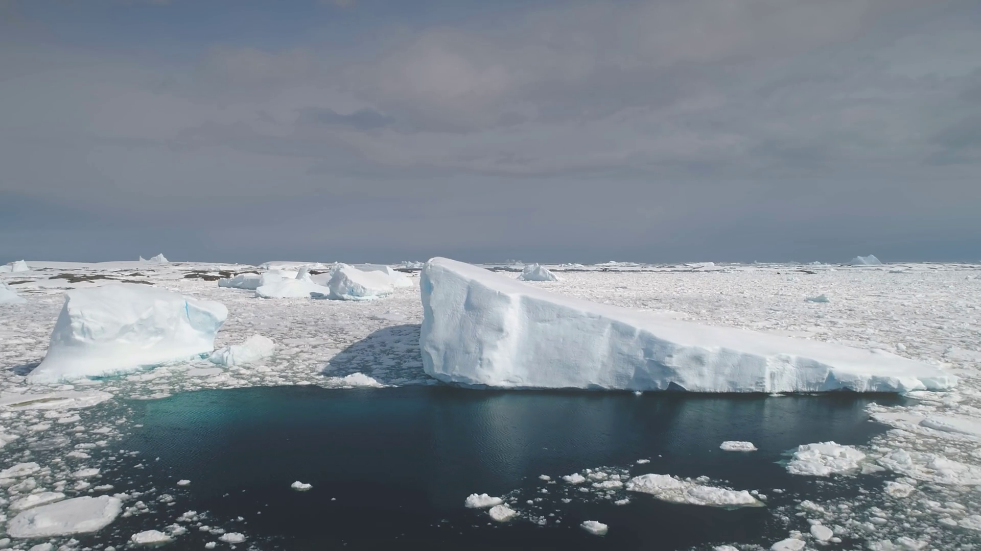 Icebergs Floating In Antarctica Ocean Aerial Stock Footage SBV ...