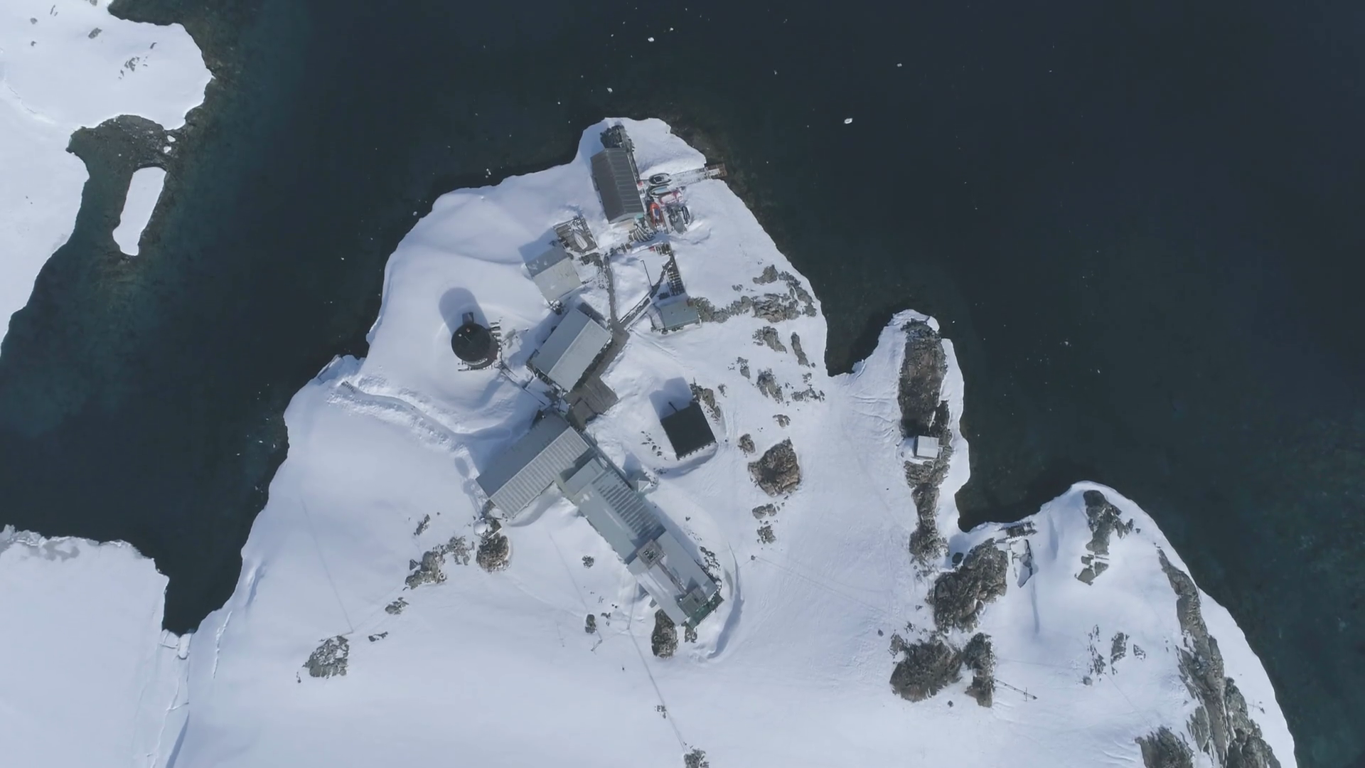 Polar Antarctica Vernadsky Base Aerial View Stock Footage SBV-348410825 ...