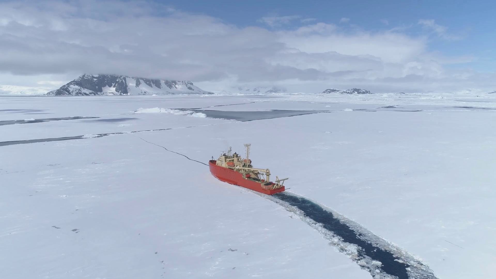 Antarctica: Icebreaker Vessel Aerial View Stock Footage SBV-348410847 ...