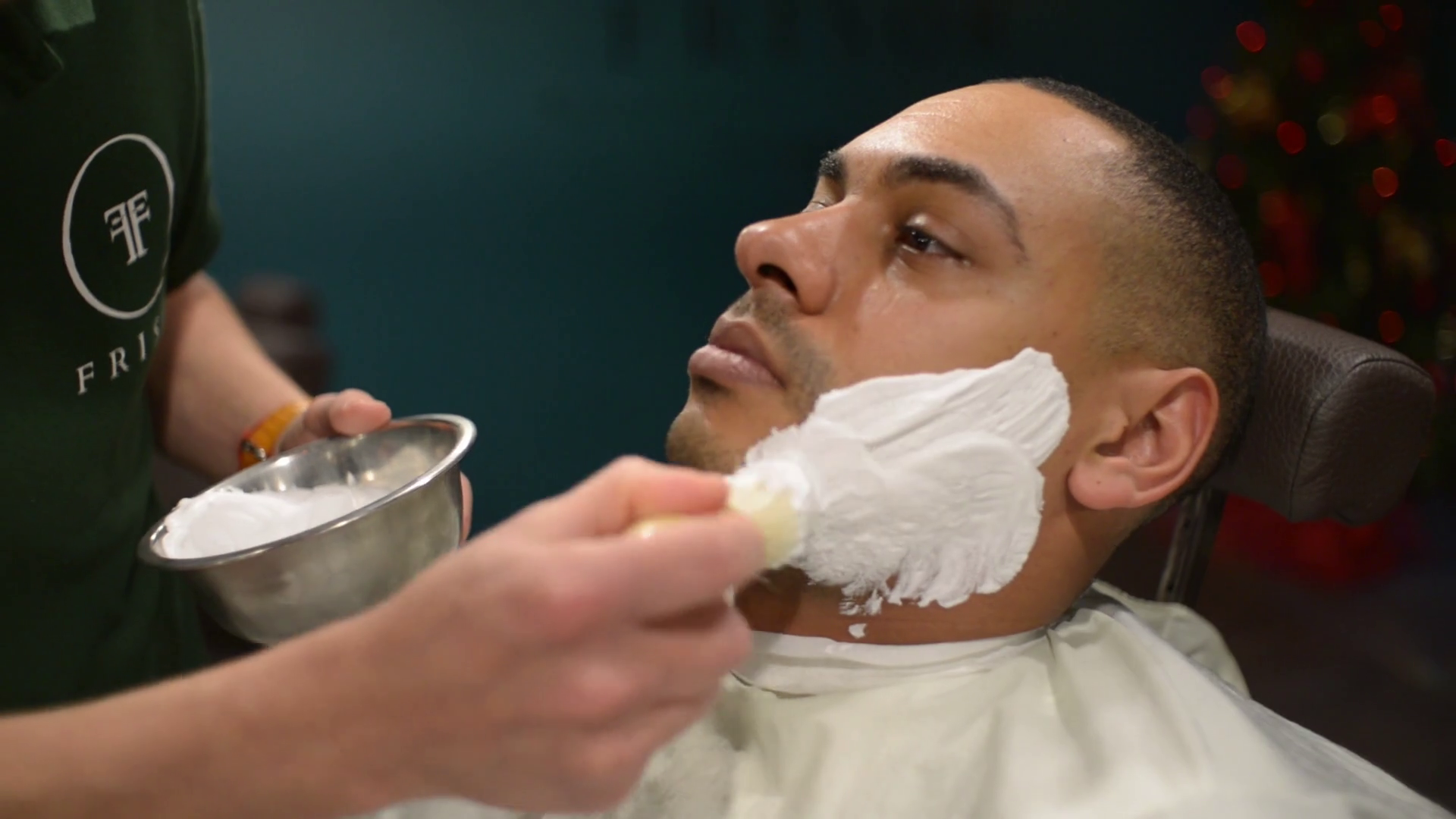 Barber Applied To Face Shaving Foam Swab Stock Footage SBV-311422003 ...