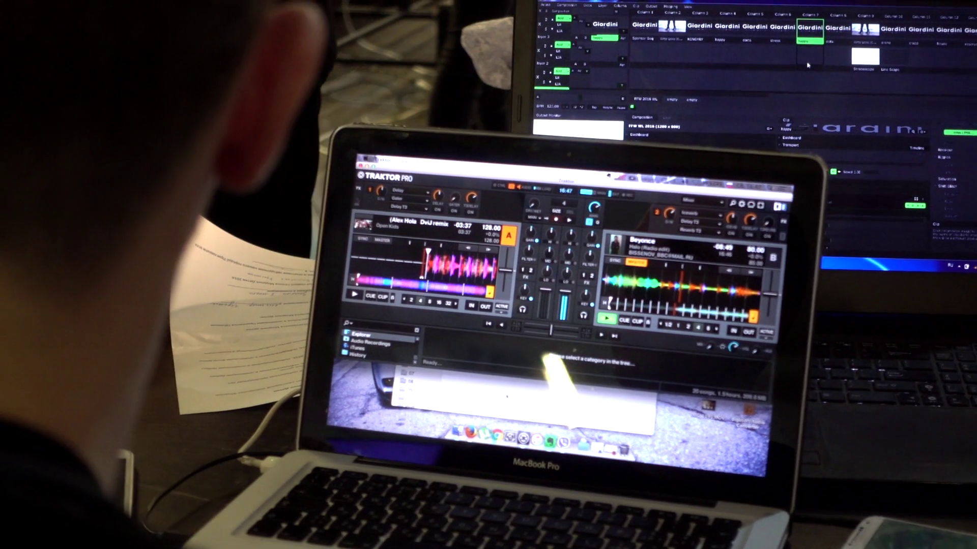 Composer, Sound Engineer working at the Computer processes the Sound ...