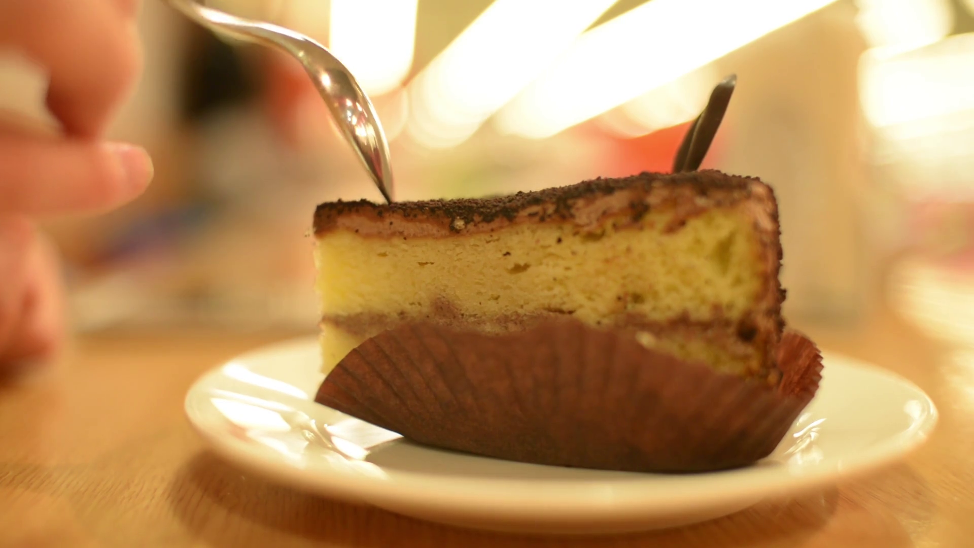 Eating Sponge Cake With Spoon Stock Footage SBV-311406940 - Storyblocks