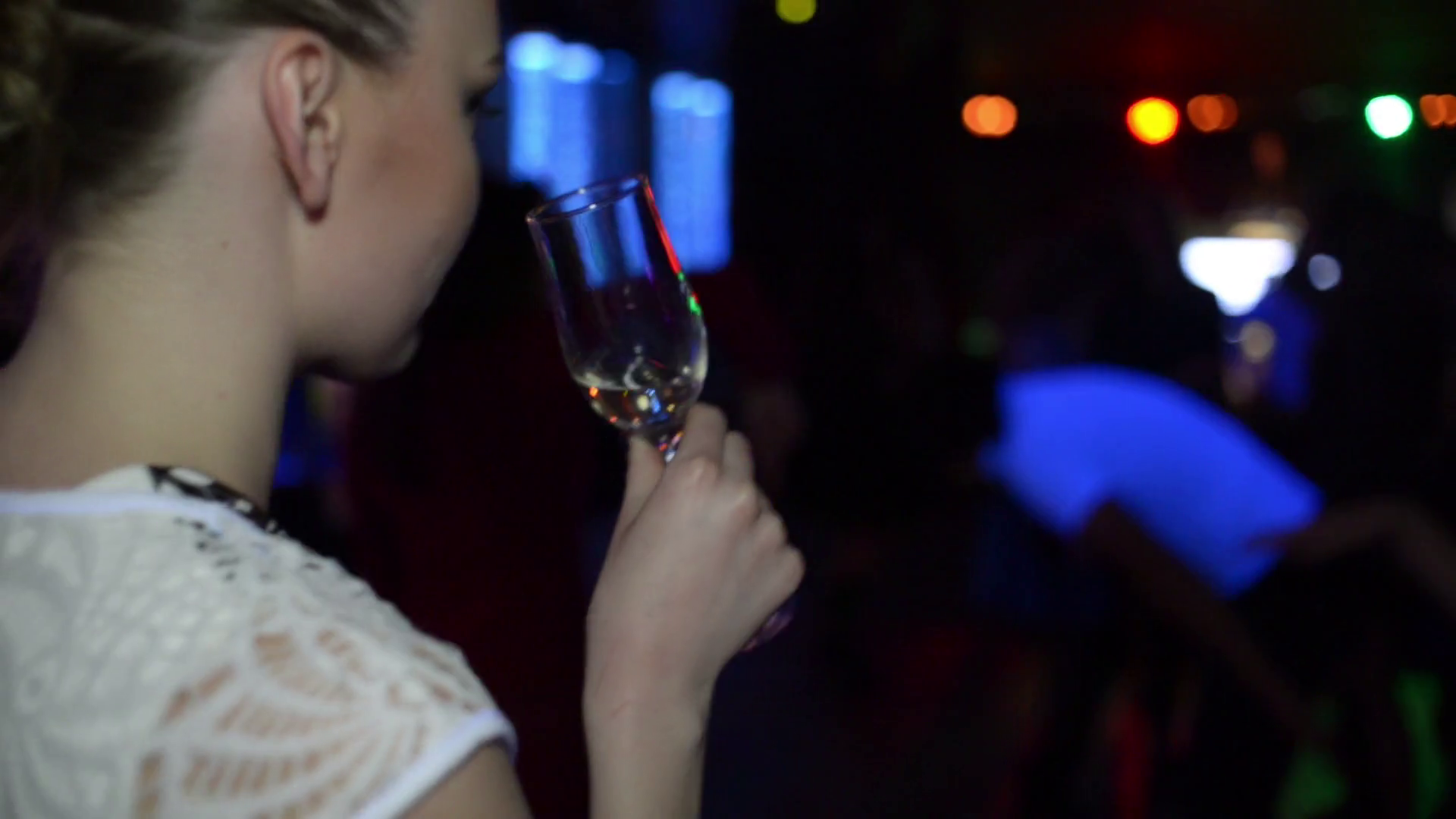 Girl With Glass Of Wine Drinks Dancing At Stock Footage SBV-310958441 ...