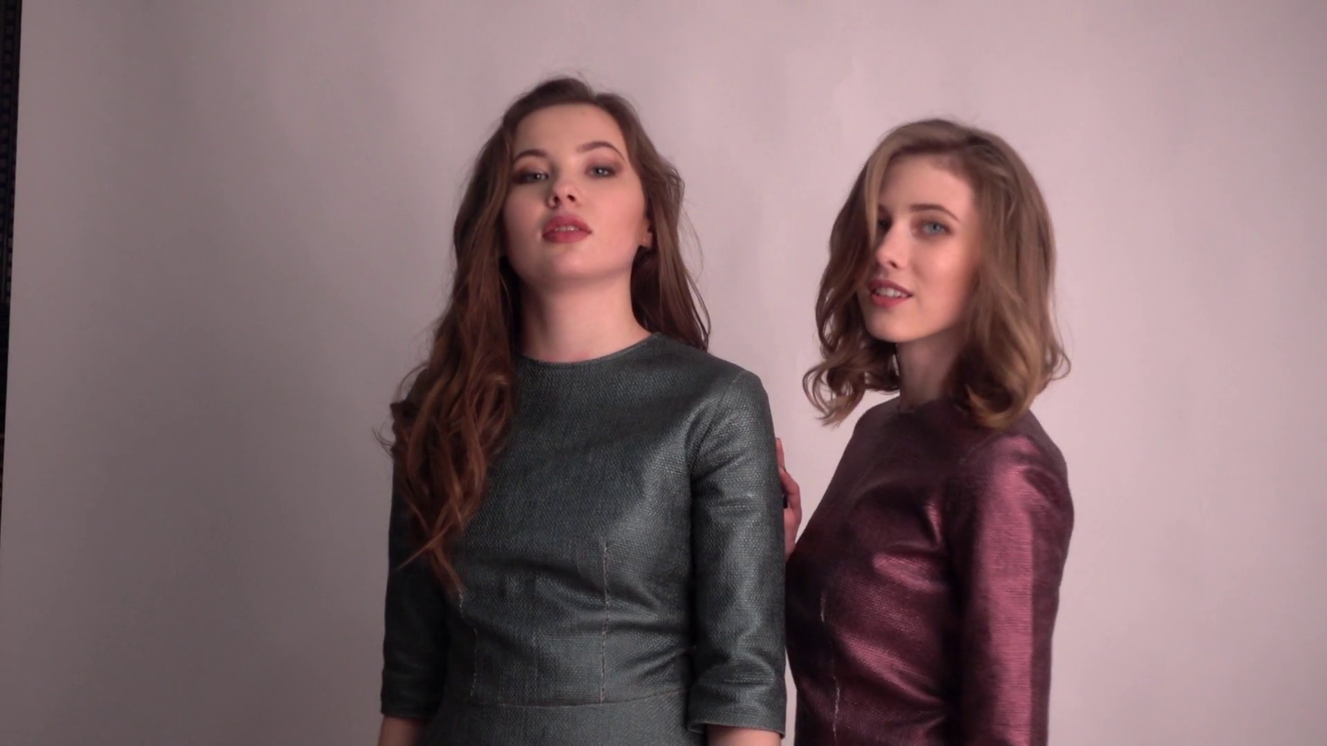 Two Girls Models Posing Fashion Photo Stock Footage SBV-311842813 ...