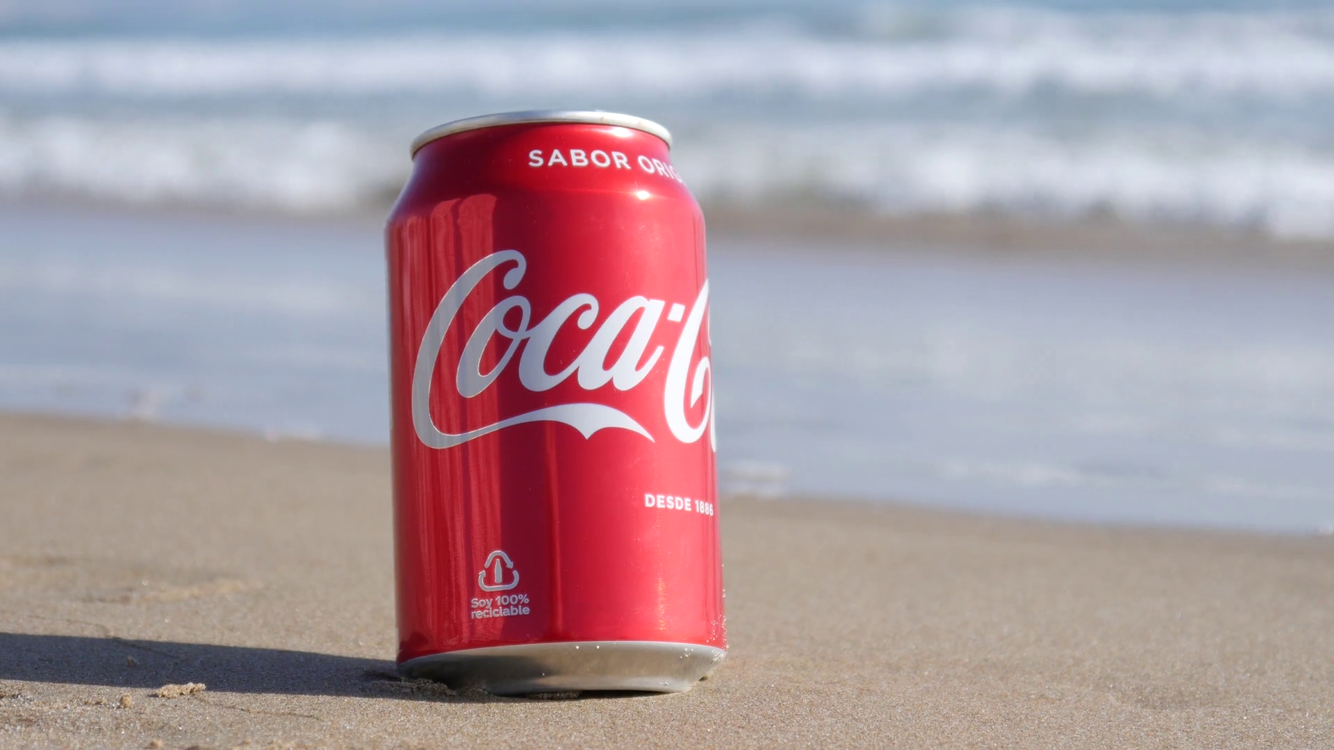 A Can Of Coca-cola Drink Left On Sea Beach Stock Footage SBV-337874644 ...