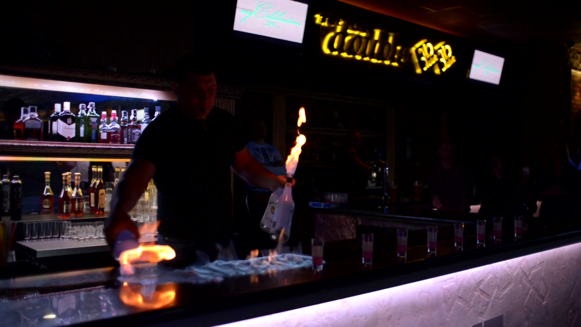 Bartender Show Performance With Fire Stock Footage SBV-313398032 ...