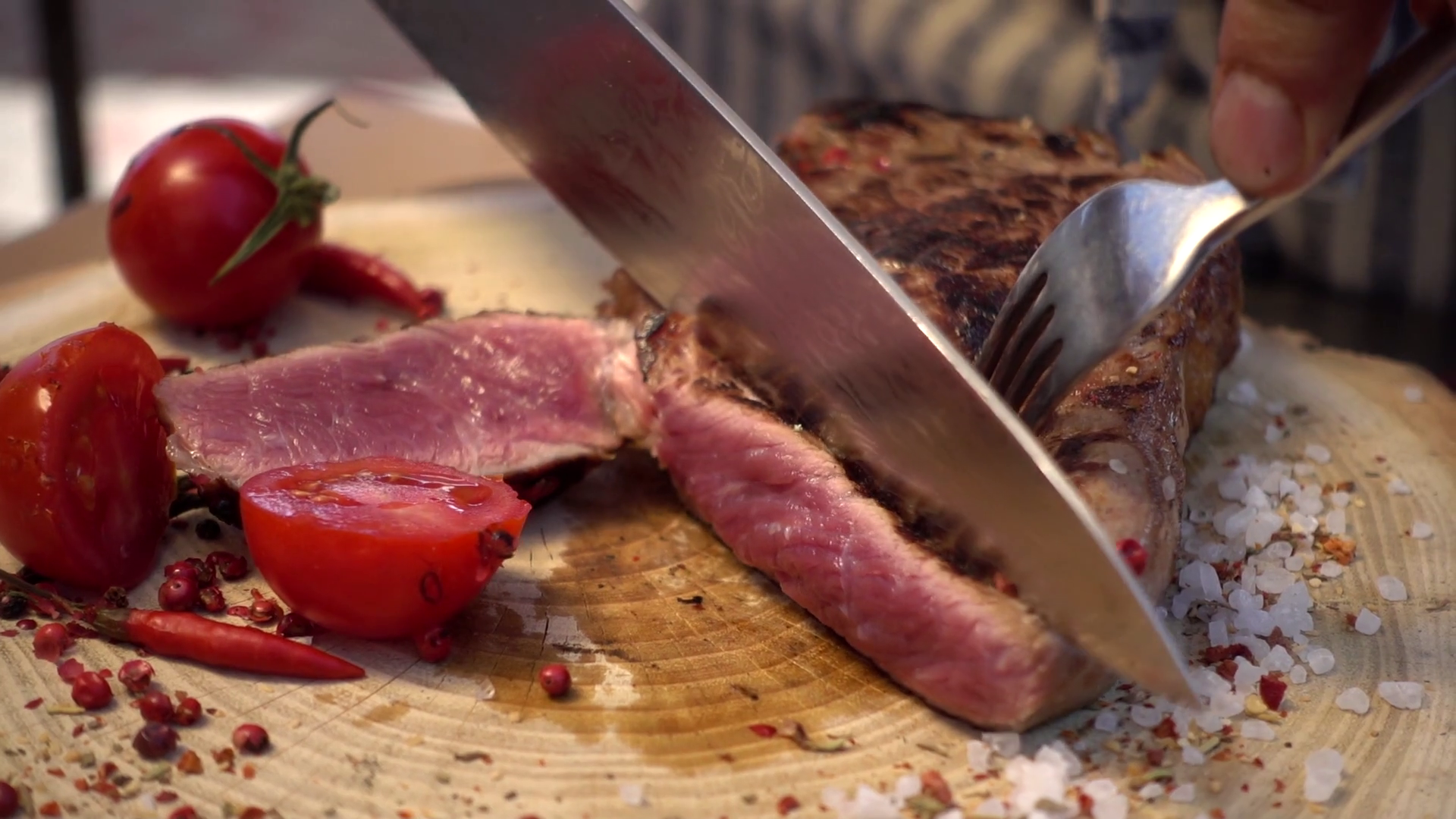 Close-up Cook Cut Steak With Blood Freshly Stock Footage SBV-315380233 ...
