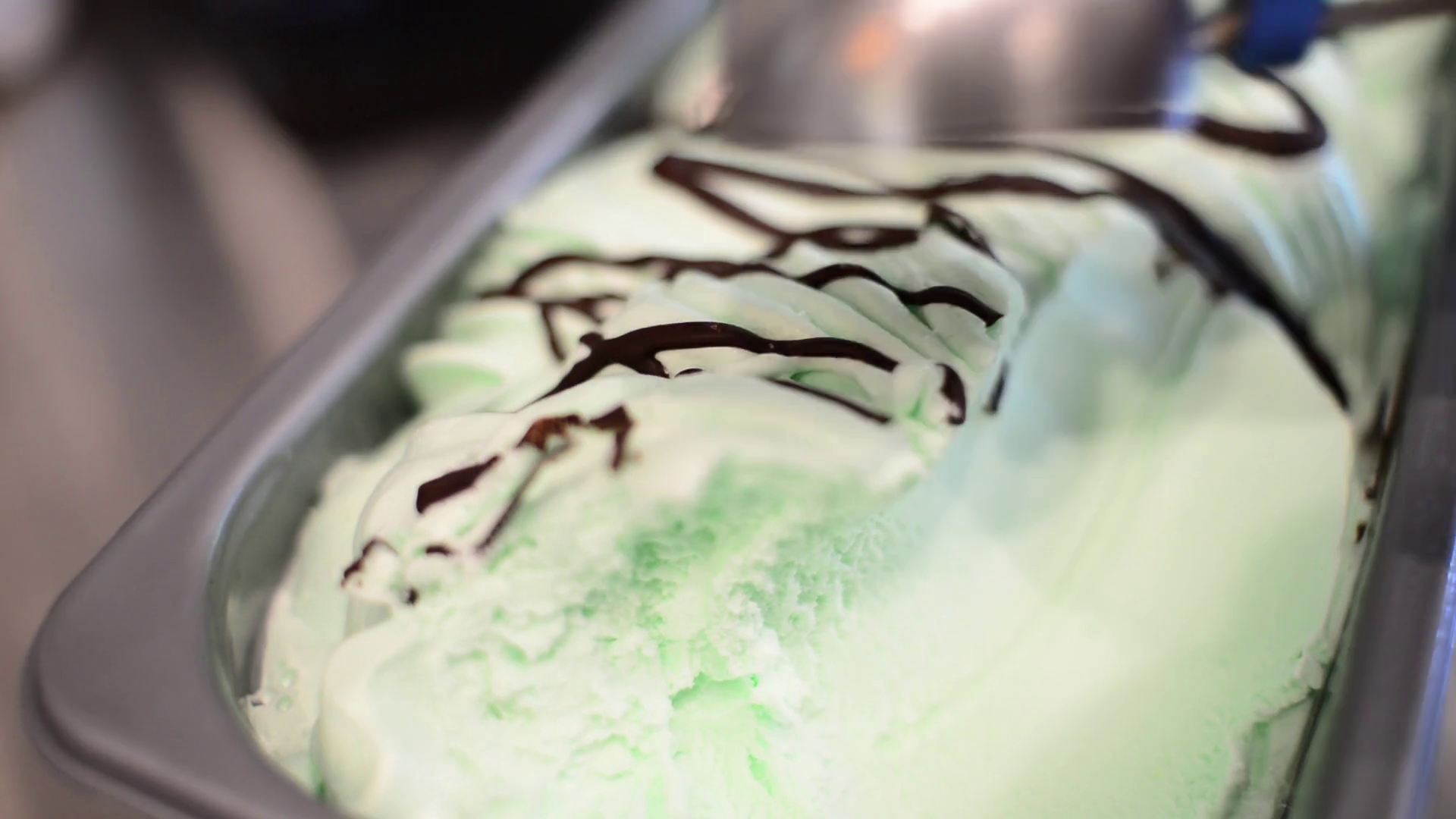 Close Up Mint Ice Cream Scooping Out Of Stock Footage SBV-317674717 ...