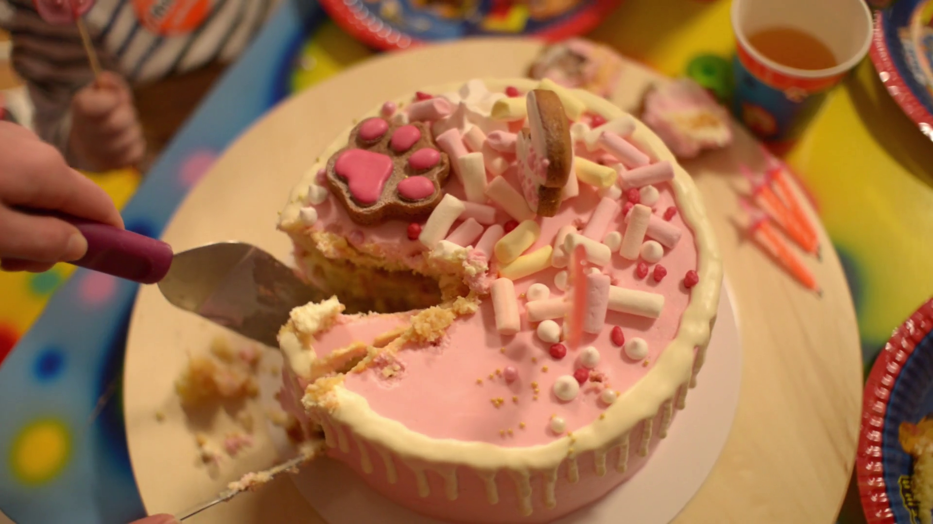 Hand Cutting Birthday Cake Stock Footage SBV-333981944 - Storyblocks