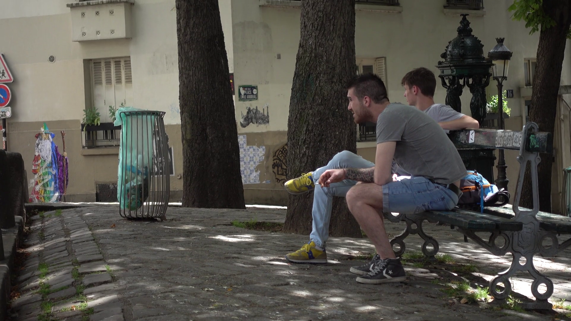 Two Guys Smoke Cigarette In Street Of Paris Stock Footage SBV-315384588 ...