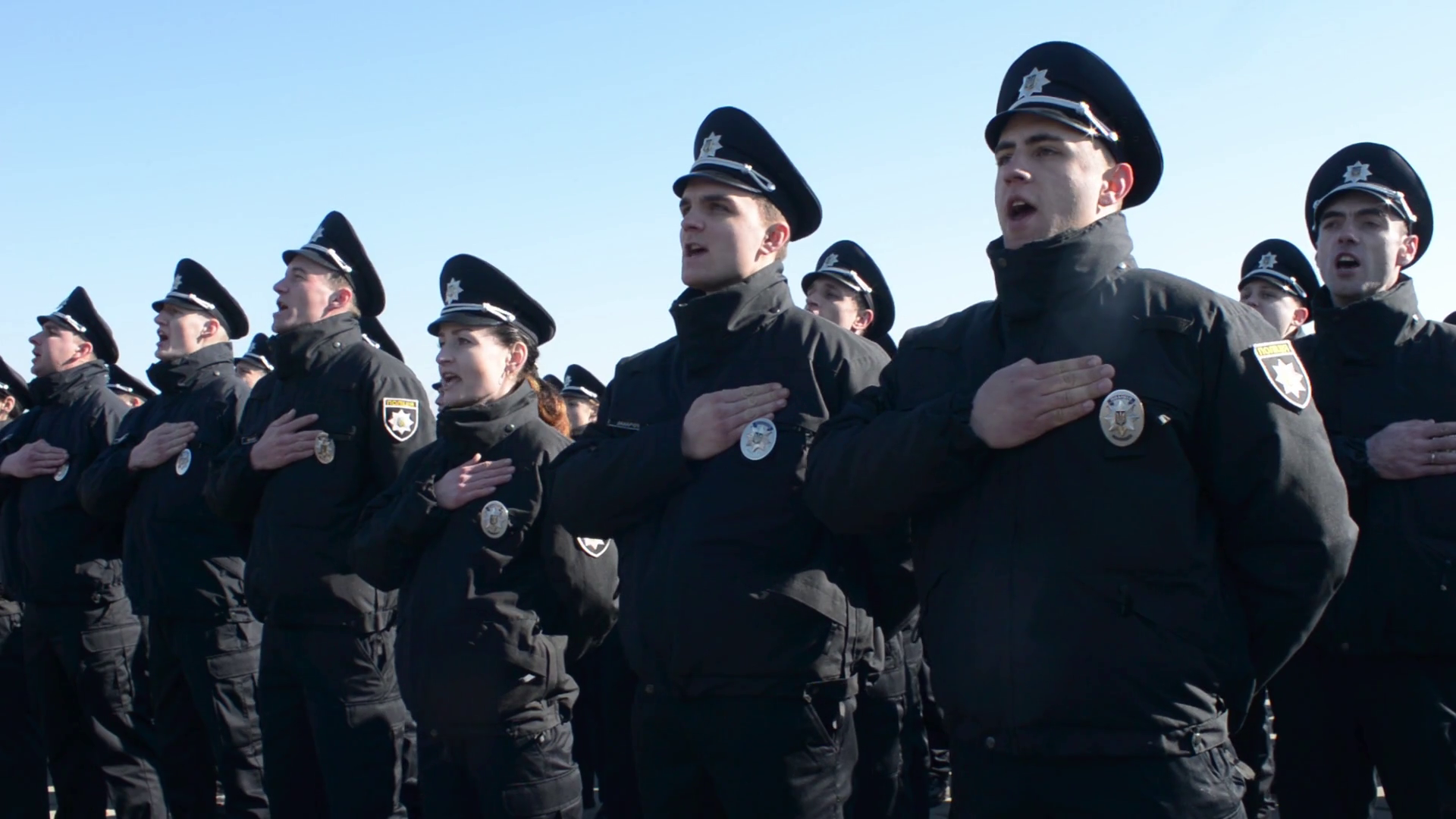 New National Police of Ukraine - patrol take oath Stock Video Footage ...