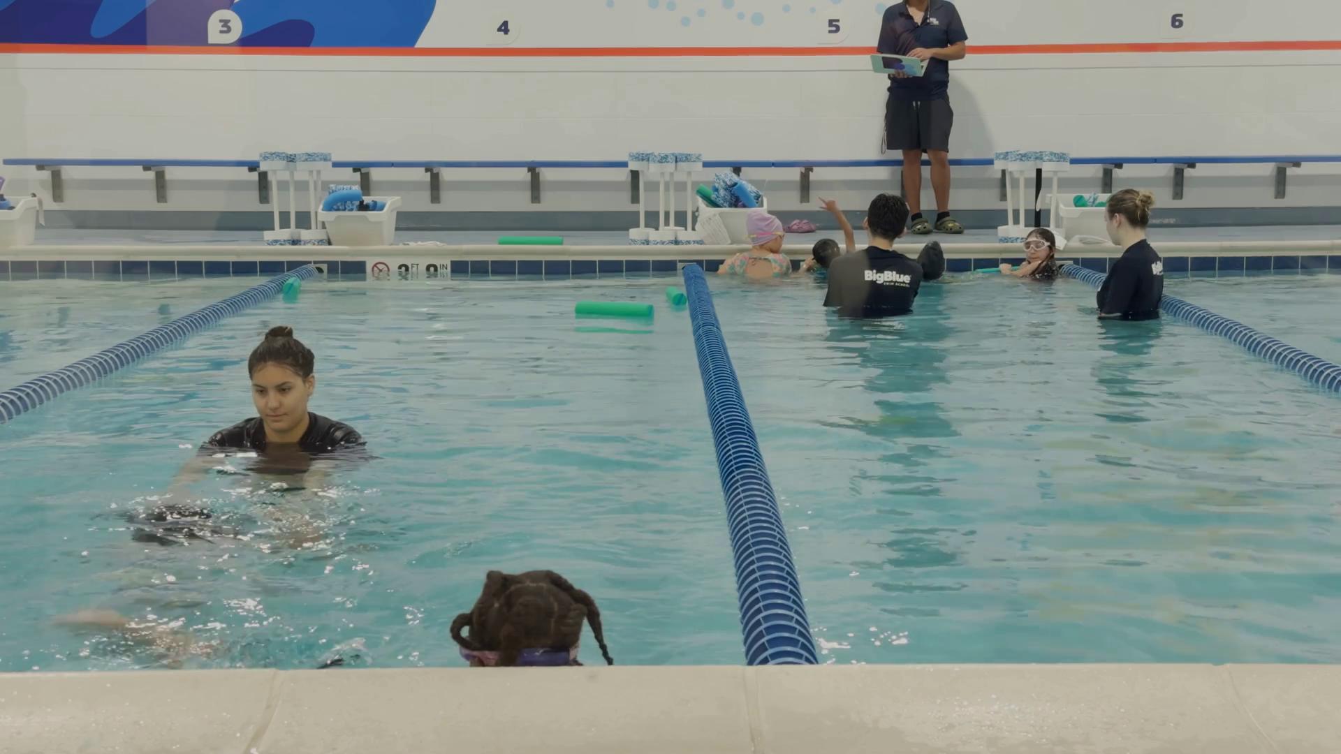 Swimming Lesson In Pool Group Of Kids Stock Footage SBV-351961788 ...