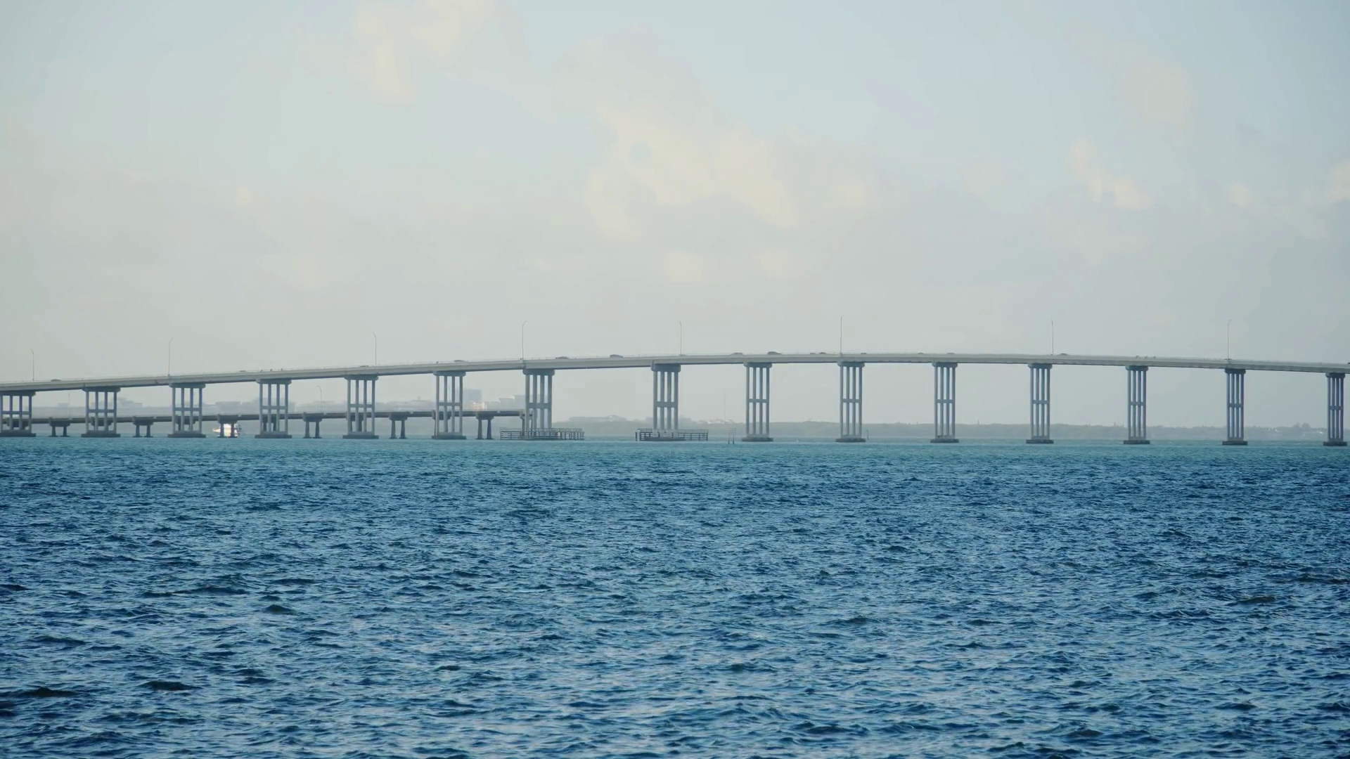 Biscayne Bay Rickenbacker Bridge In Downtown Stock Footage SBV ...
