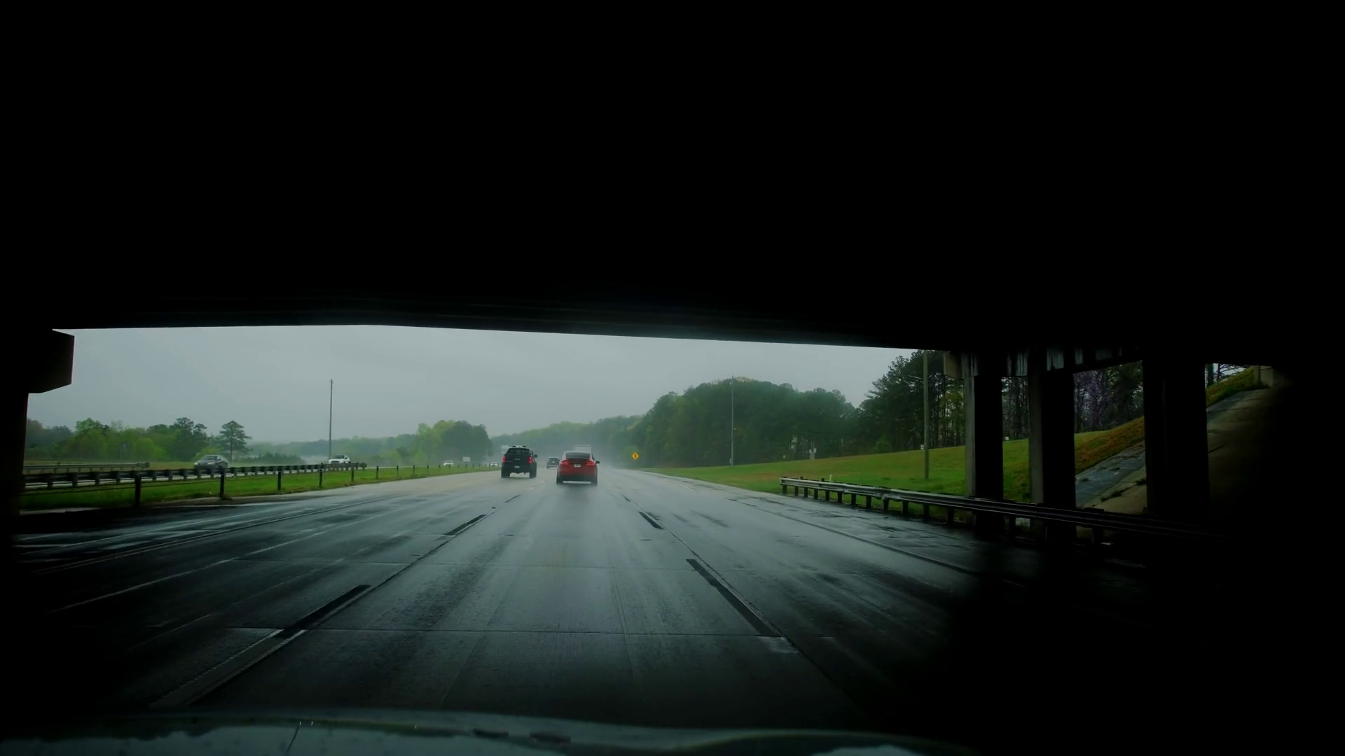 Driving Car On Highway Road Under Bridge In Stock Footage SBV-352138837 ...