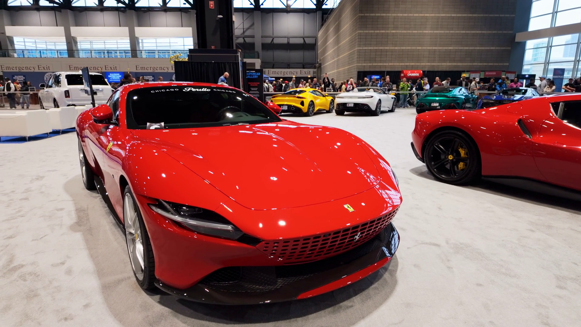 The Big Indoor Auto Show Ferrari Car At Stock Footage SBV-352164396 ...