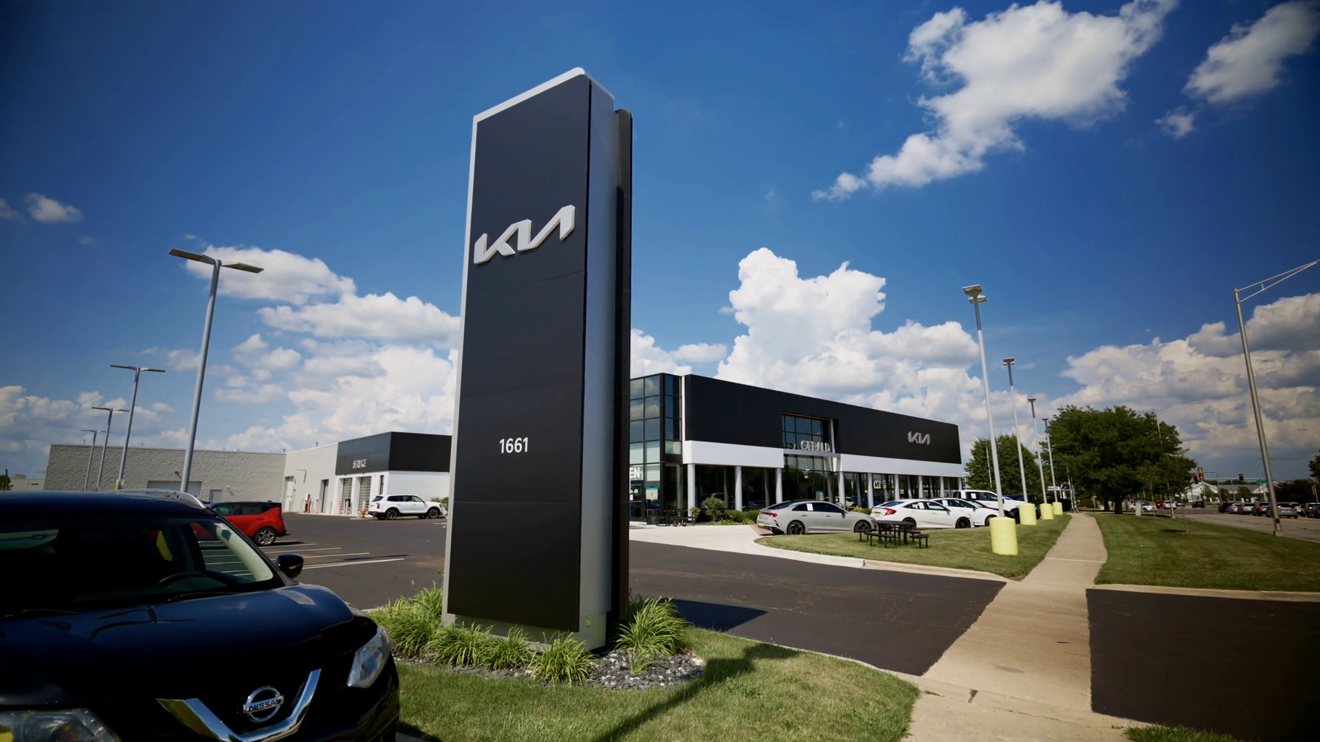 The Post With Sign Of Kia Dealership With Stock Footage SBV-352391744 ...