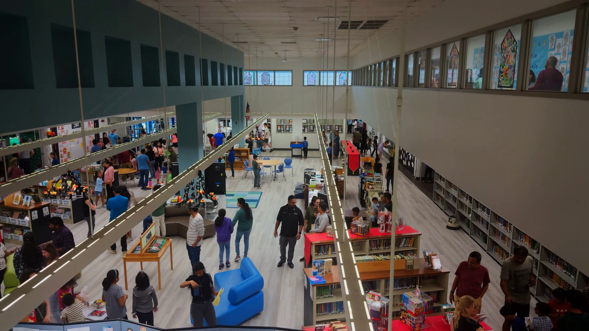 The Crowded Hall Of American School Library Stock Footage SBV-352677759 ...